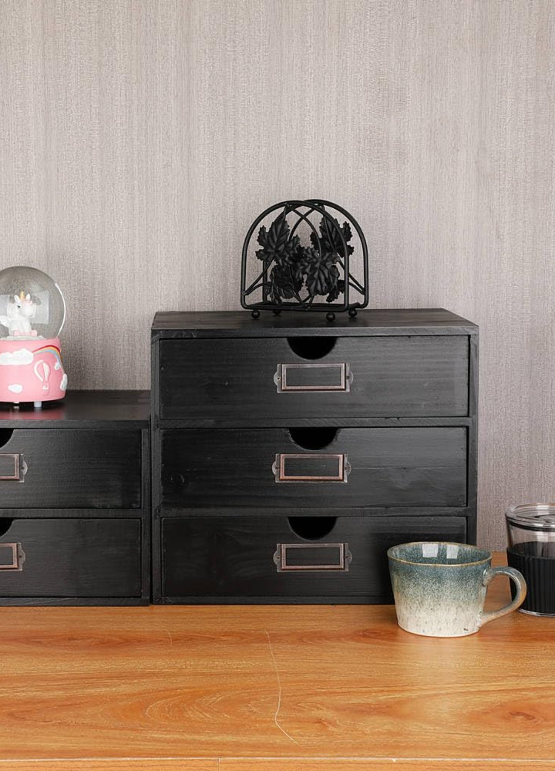 Inbox Zero Wooden Storage Box Rustic Desktop Organizer With 4 Drawers ...