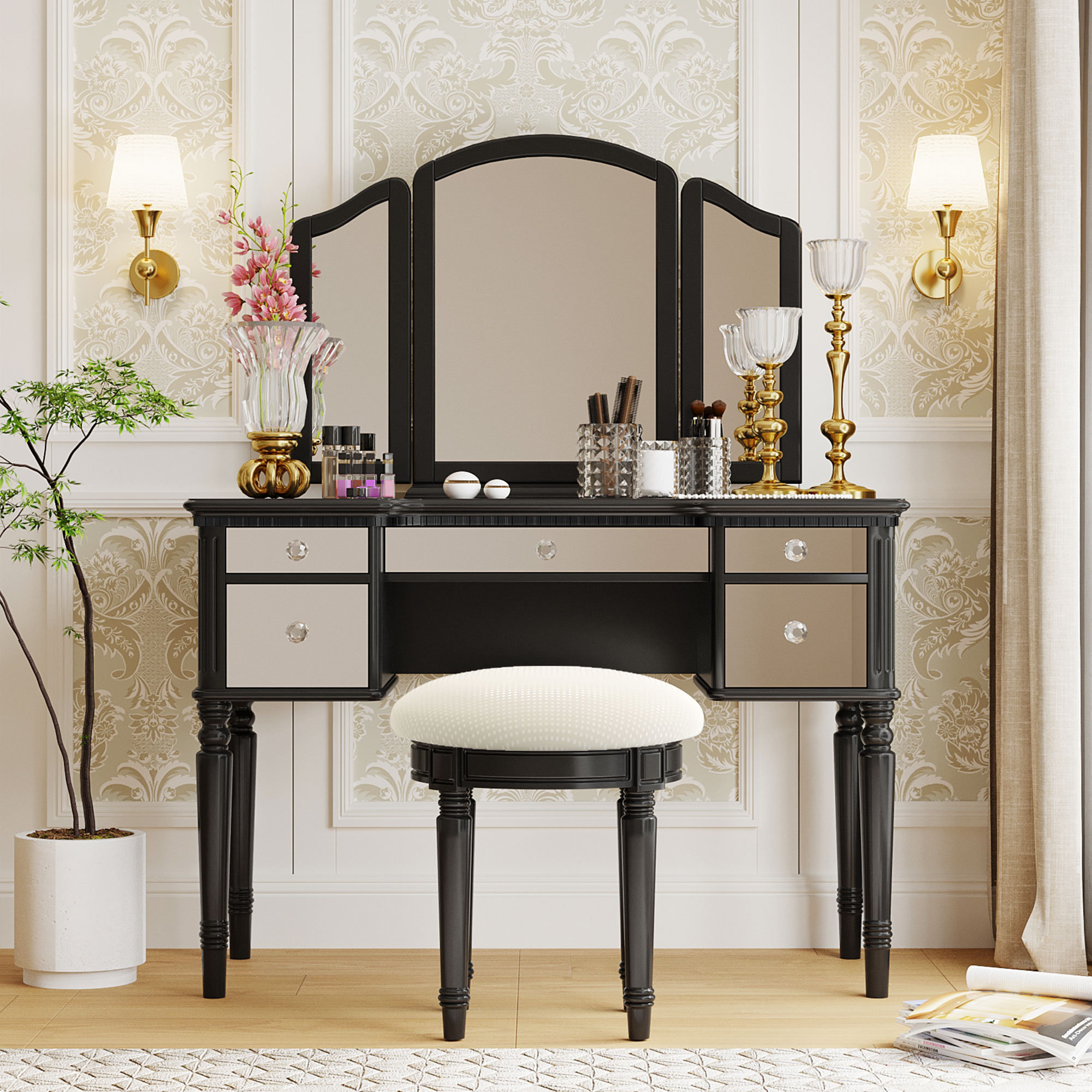 Corrigan Studio® Modern Makeup Vanity Desk | Wayfair