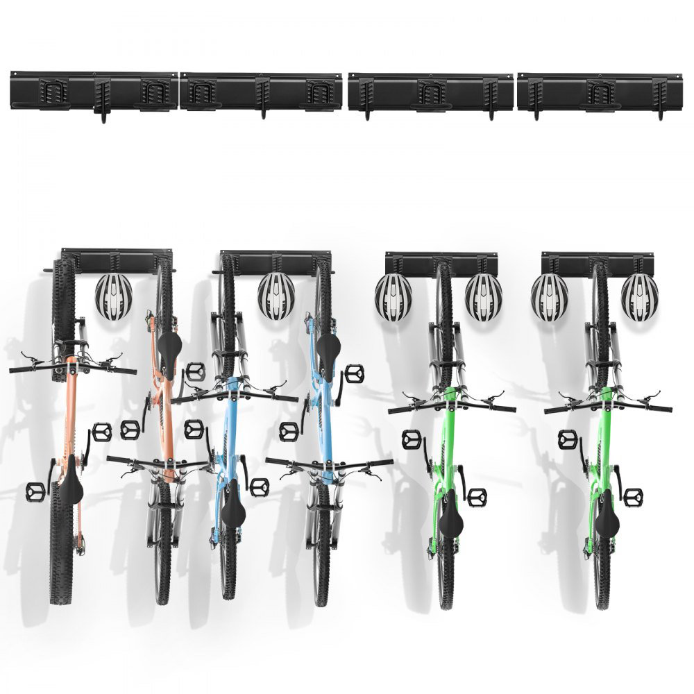 Ebern Designs Bike Storage Rack, 6 Bike Racks and 6 Helmets Hooks, Wall ...