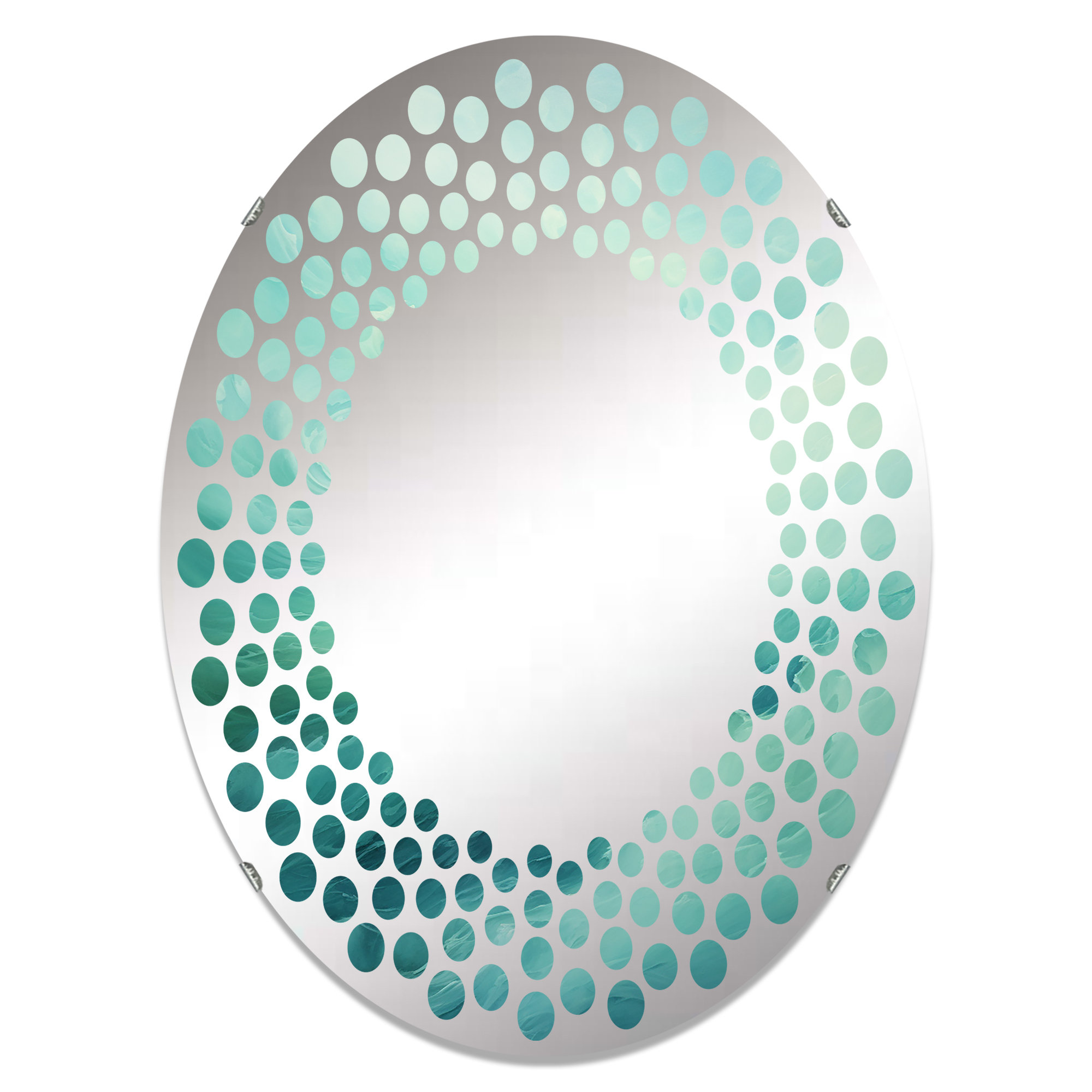 Design Art Teal Storm And Wave Expression - Polka Dot Wall Mirror|Oval ...