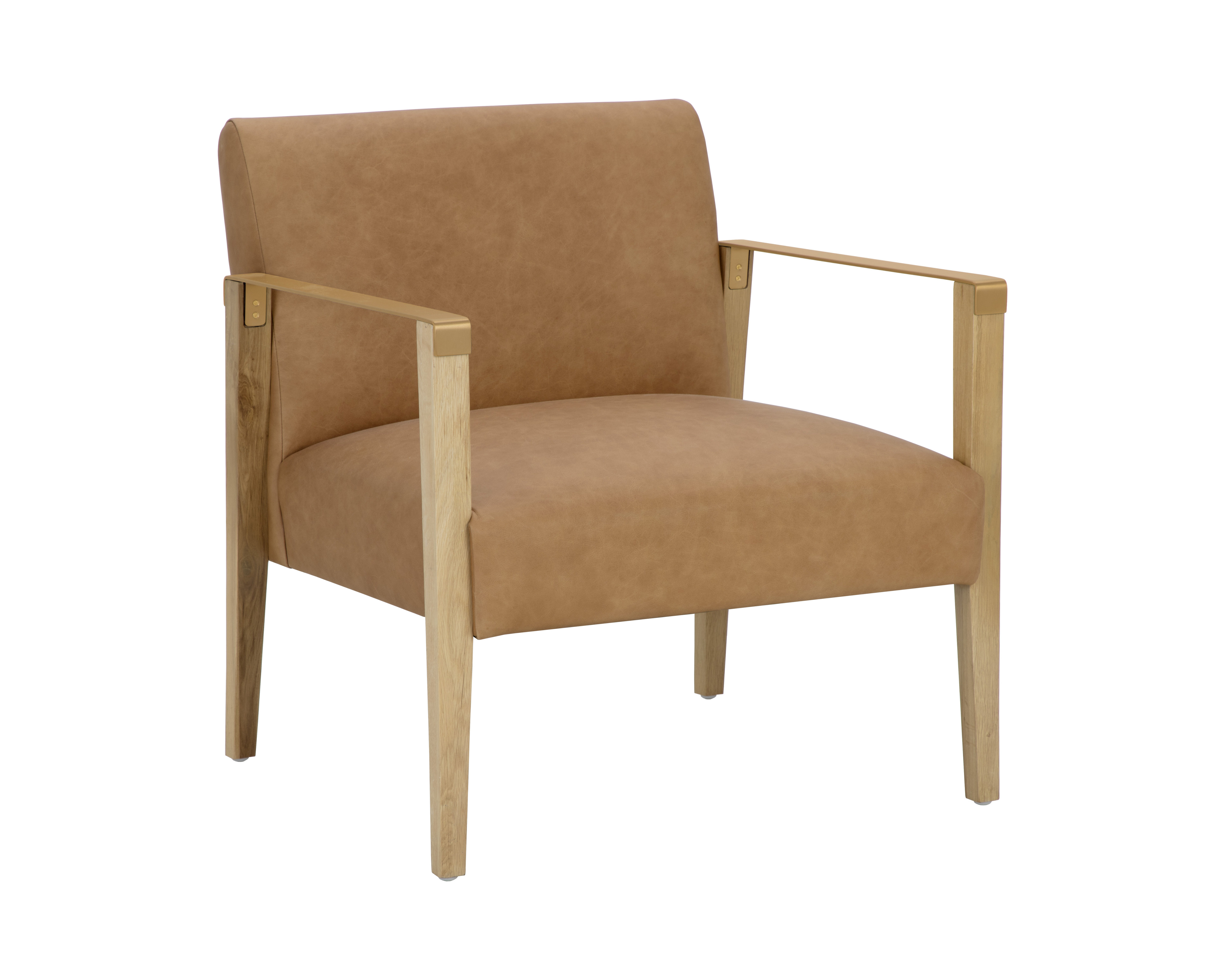 SUNPAN EARL LOUNGE CHAIR - RUSTIC OAK - LUDLOW SESAME LEATHER | Perigold