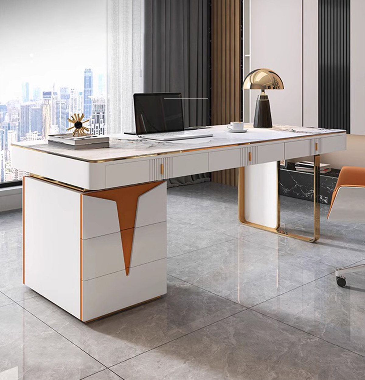 Stella Trek Minimalist Modern Sintered Stone Office Desk | Wayfair