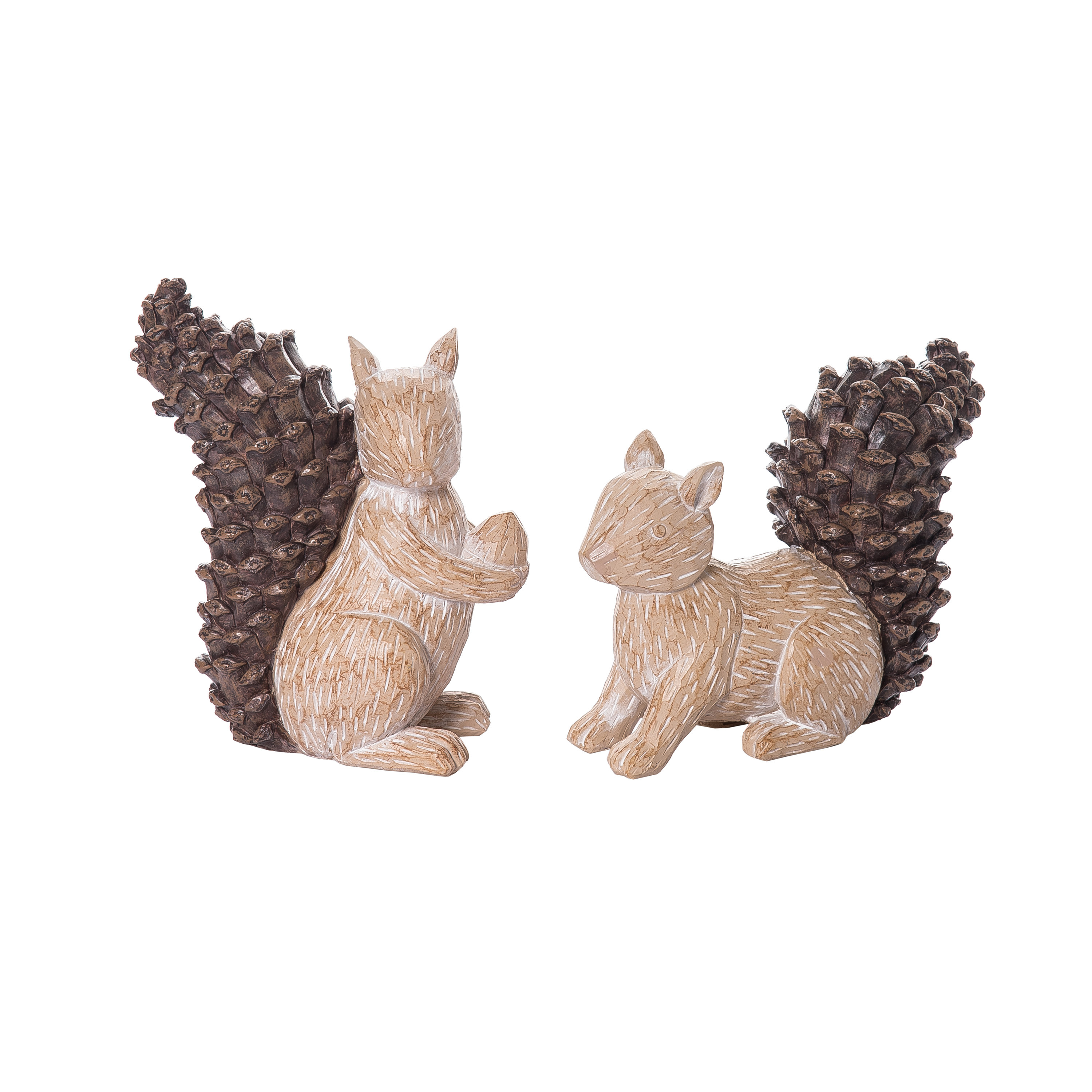 Millwood Pines Resin Squirrel Figurine w/Pinecone Tail Set of 2 Fall ...