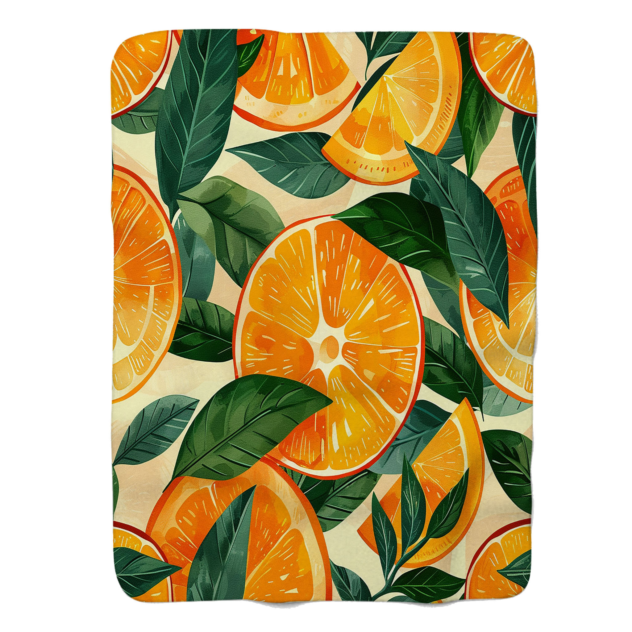 MentionedYou Retro Citrus Leaves - 1 Piece Premium Sherpa Blanket | Wayfair