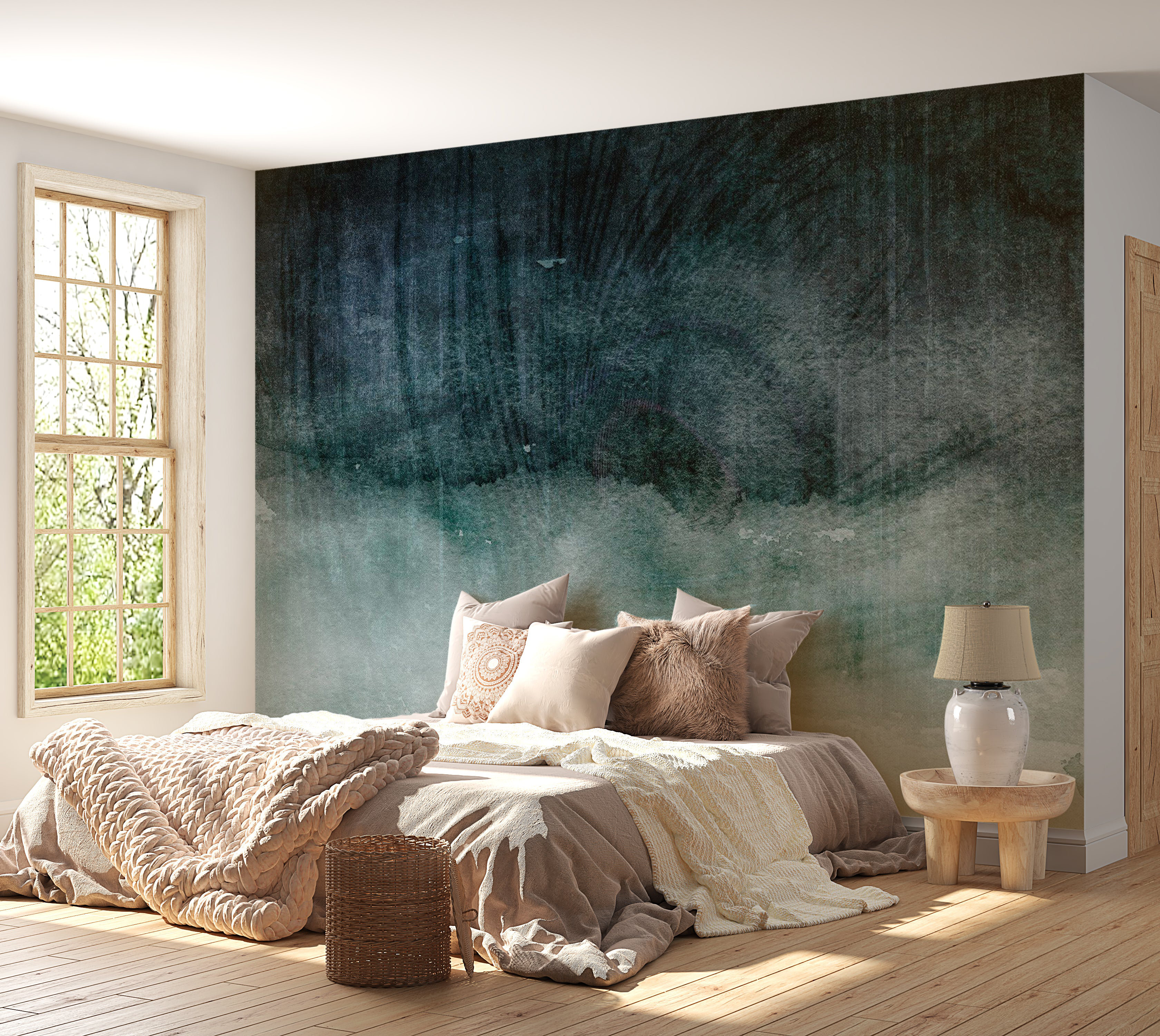Brayden Studio® Surface Background Wallpaper Wall Mural - Blue Concrete ...