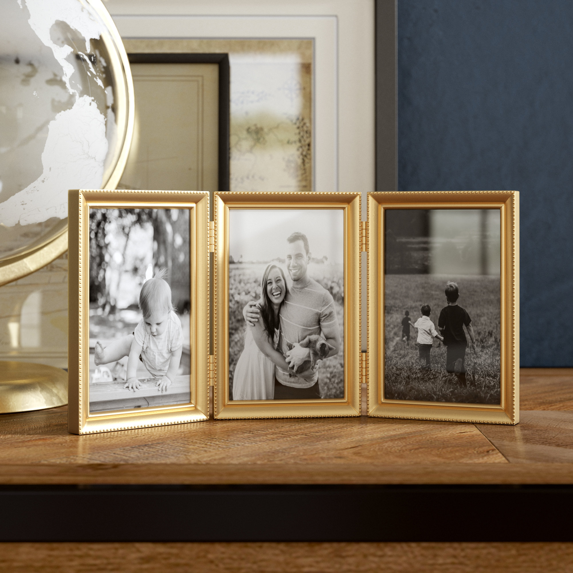 Charlton Home® Eugen Bead Hinged Triple Picture Frame & Reviews | Wayfair
