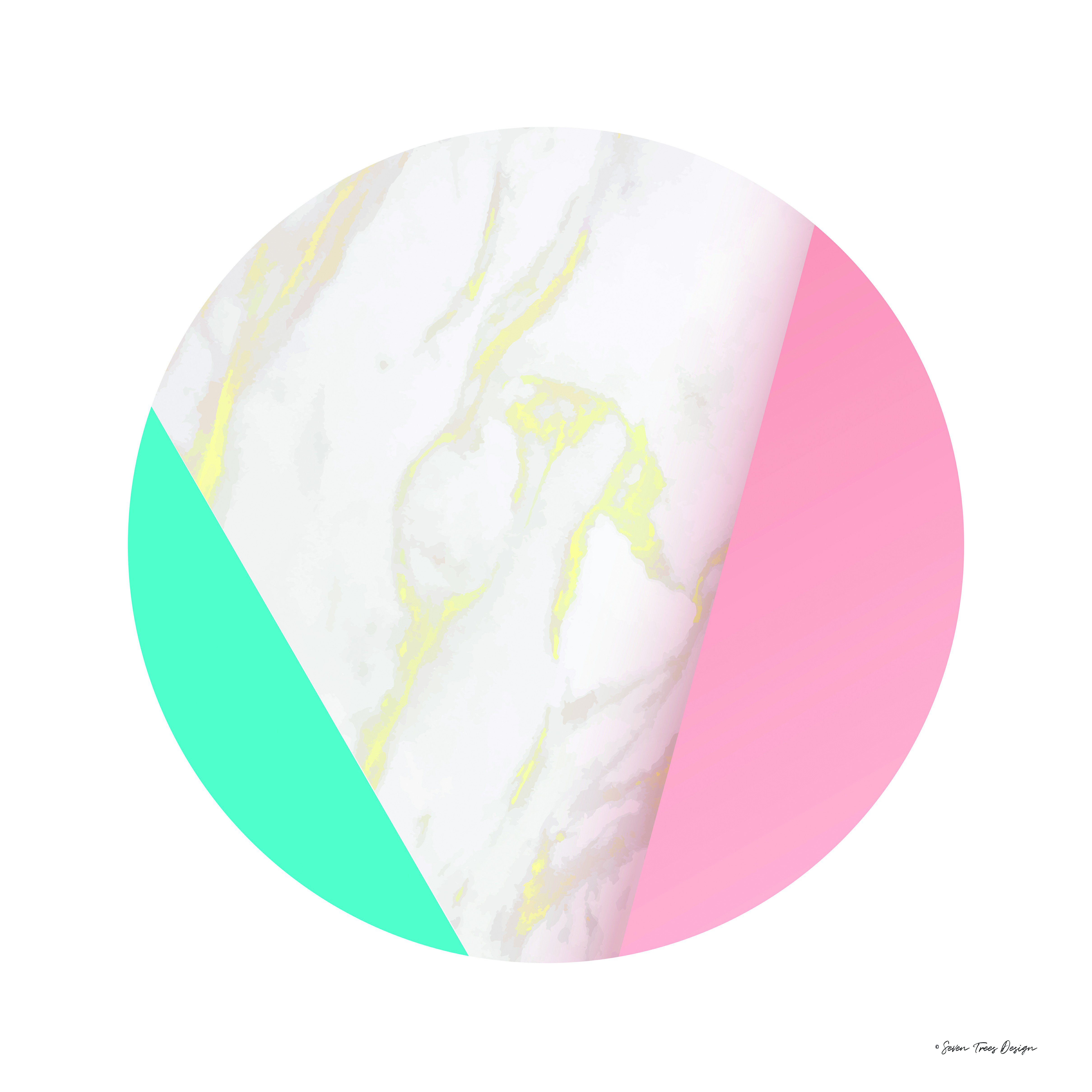 Orren Ellis Pink Marble Circle by Seven Trees Design - Wrapped Canvas ...
