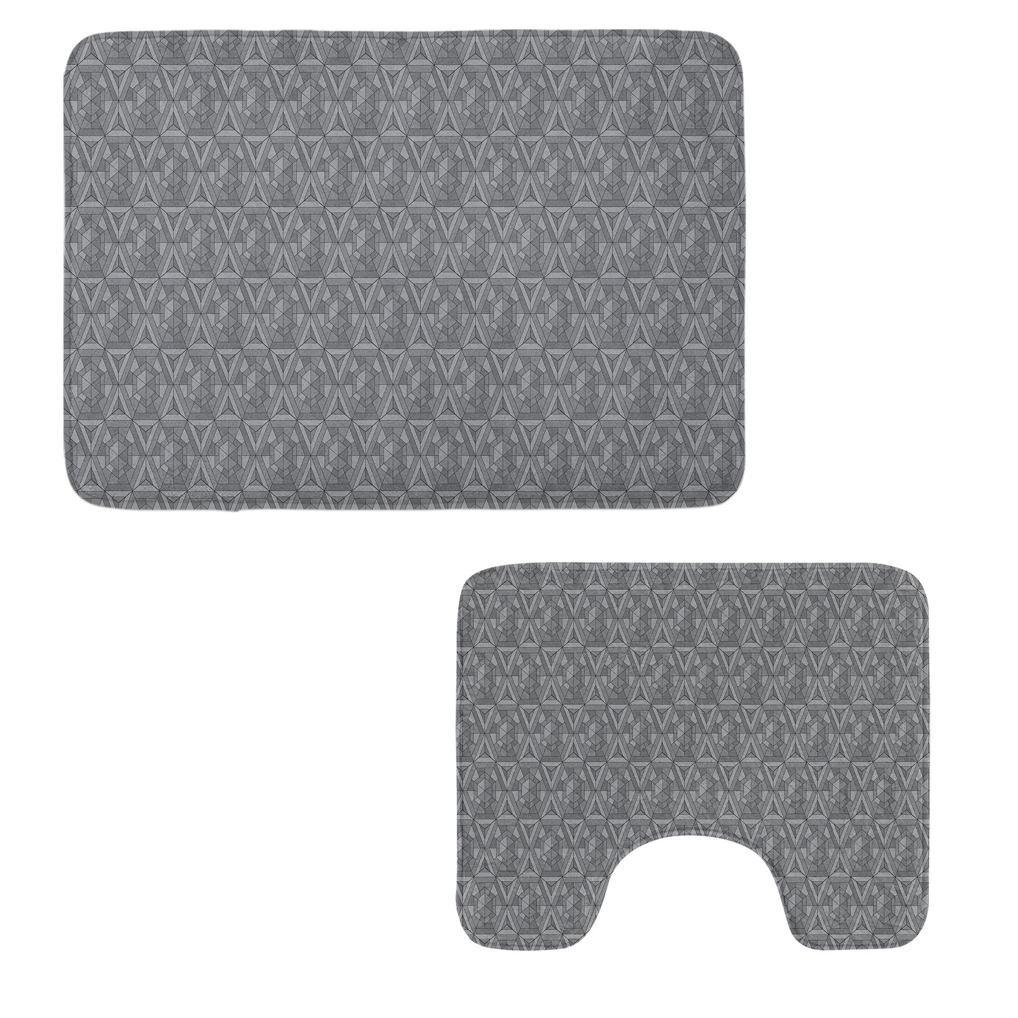 East Urban Home Grey Bathroom Rug Set 2 Pieces Rectangle & Contour Mats ...