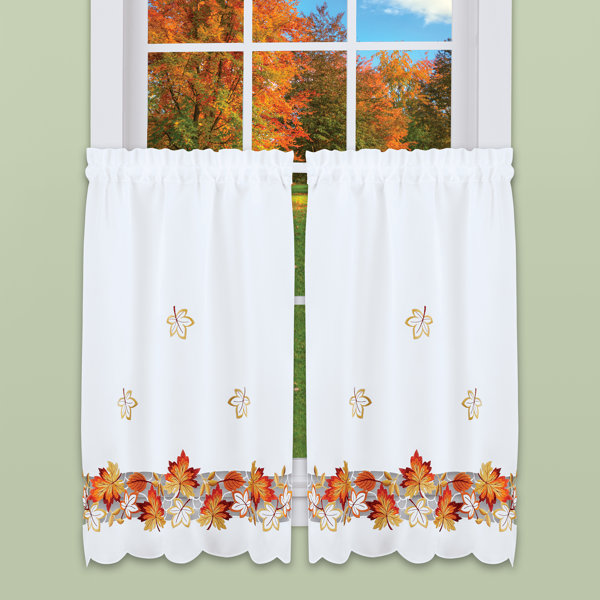 Wildon Home® Fulwiley Fall Leaves Cut-out Curtains | Wayfair
