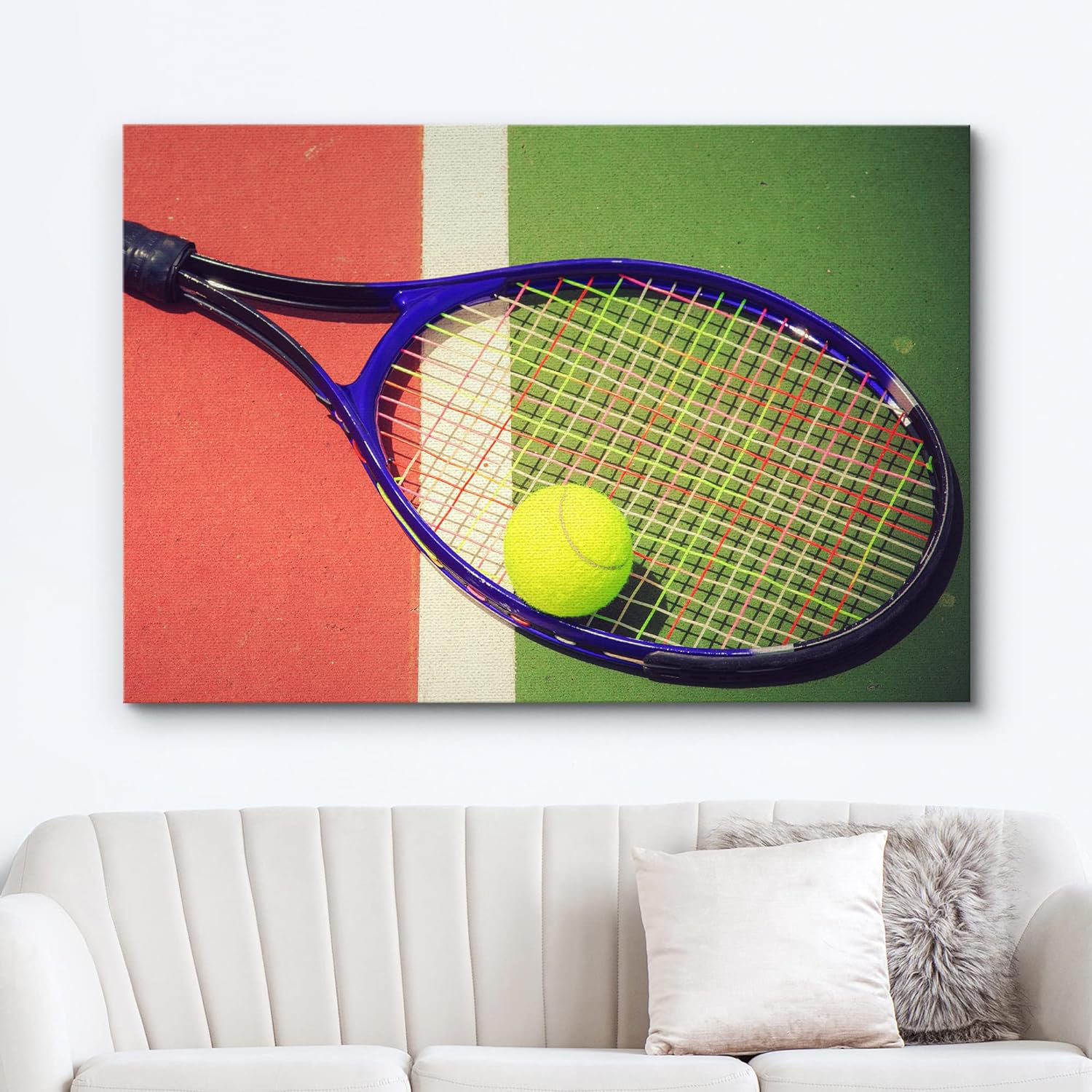 IDEA4WALL High Contrast Tennis Racket Tennis Ball Court Boys Room Decor ...