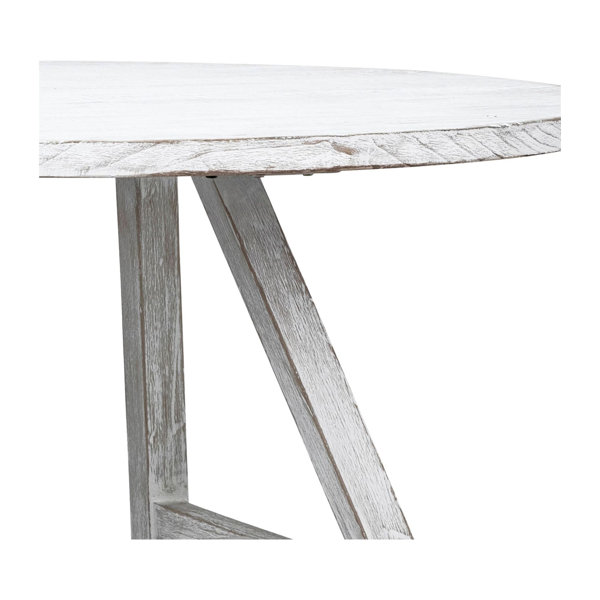 Gracie Oaks Janiecia 56" Round White Wash Dining Table with 4 Leg ...