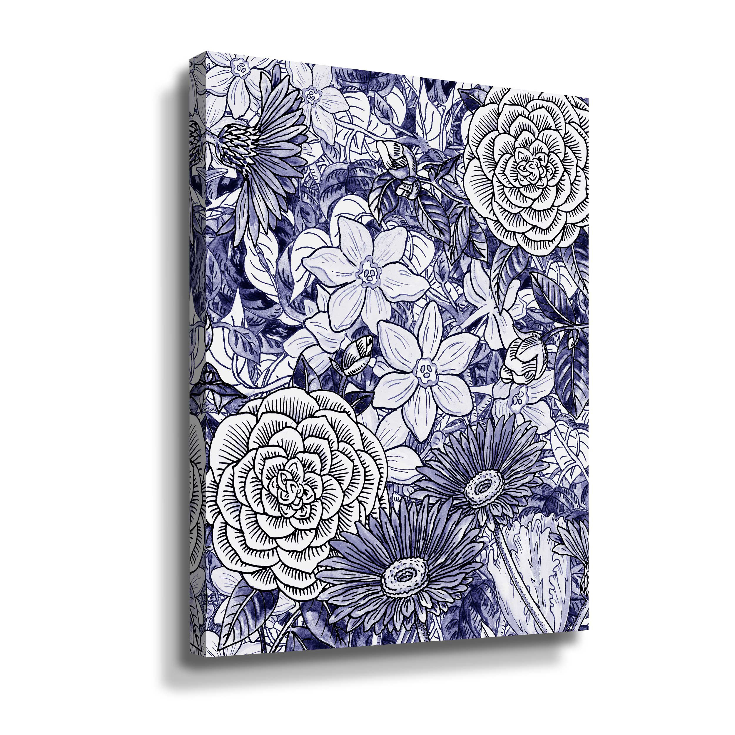 Red Barrel Studio® Floral Pattern Botanical Flowers Purple Blue Very ...