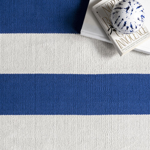 Longshore Tides Massengale Cotton Blue/White Rug | Wayfair
