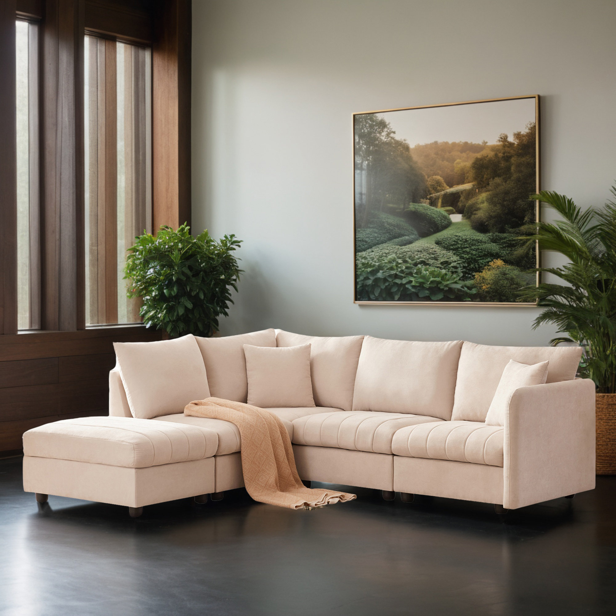 Latitude Run® 89" L-shaped Left Hand Facing Upholstered Sectional Sofa ...