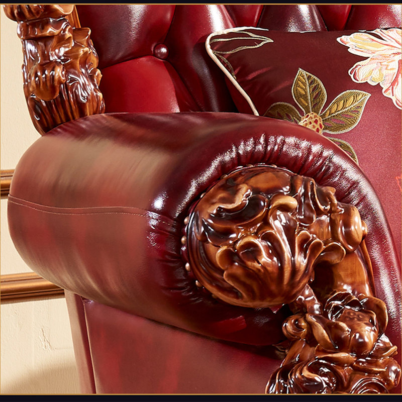 Romero European Style High-grade Sofa 120.5'' Genuine Leather Rolled ...