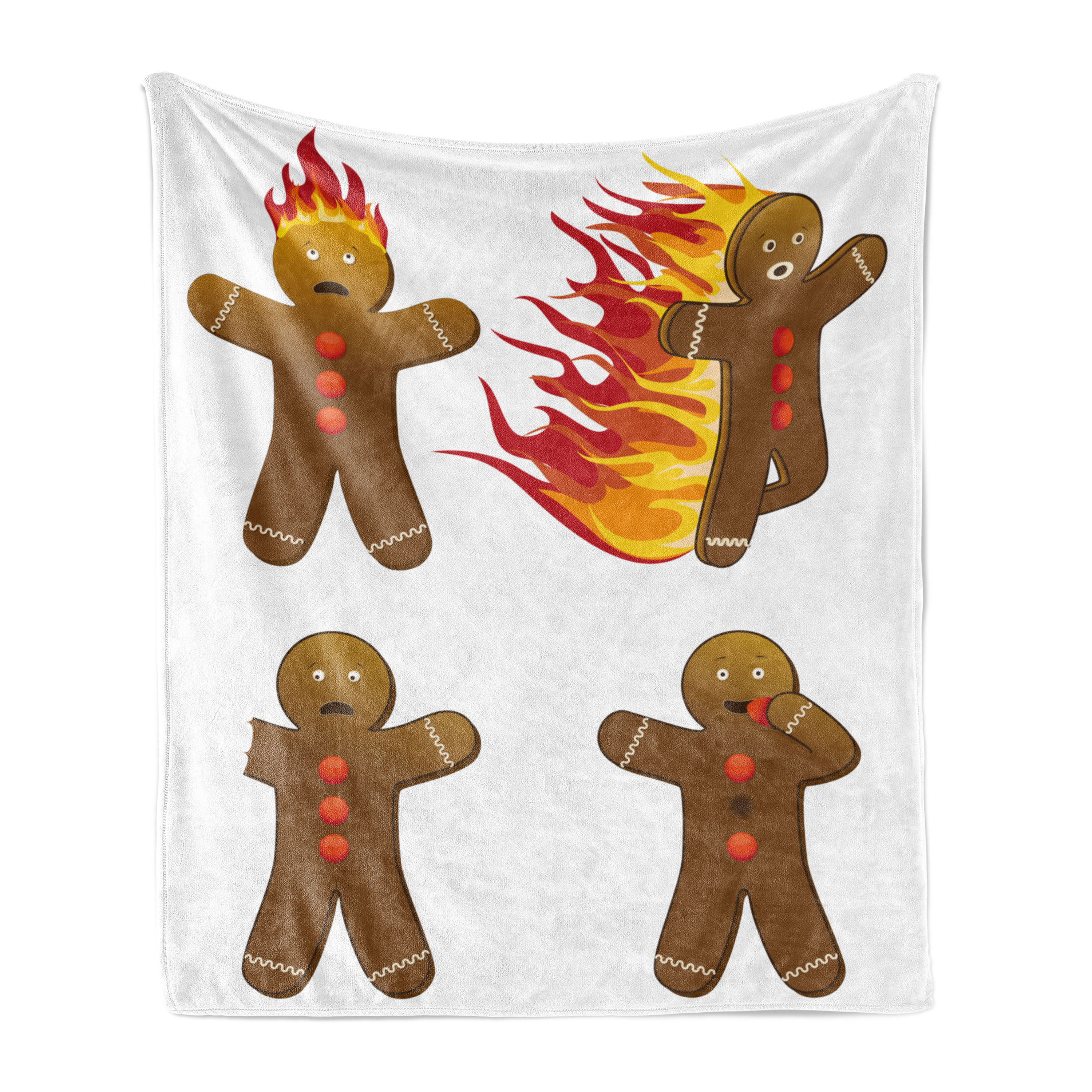 Ambesonne Gingerbread Man Fleece Throw Blanket Funny Caramel Yellow Red ...