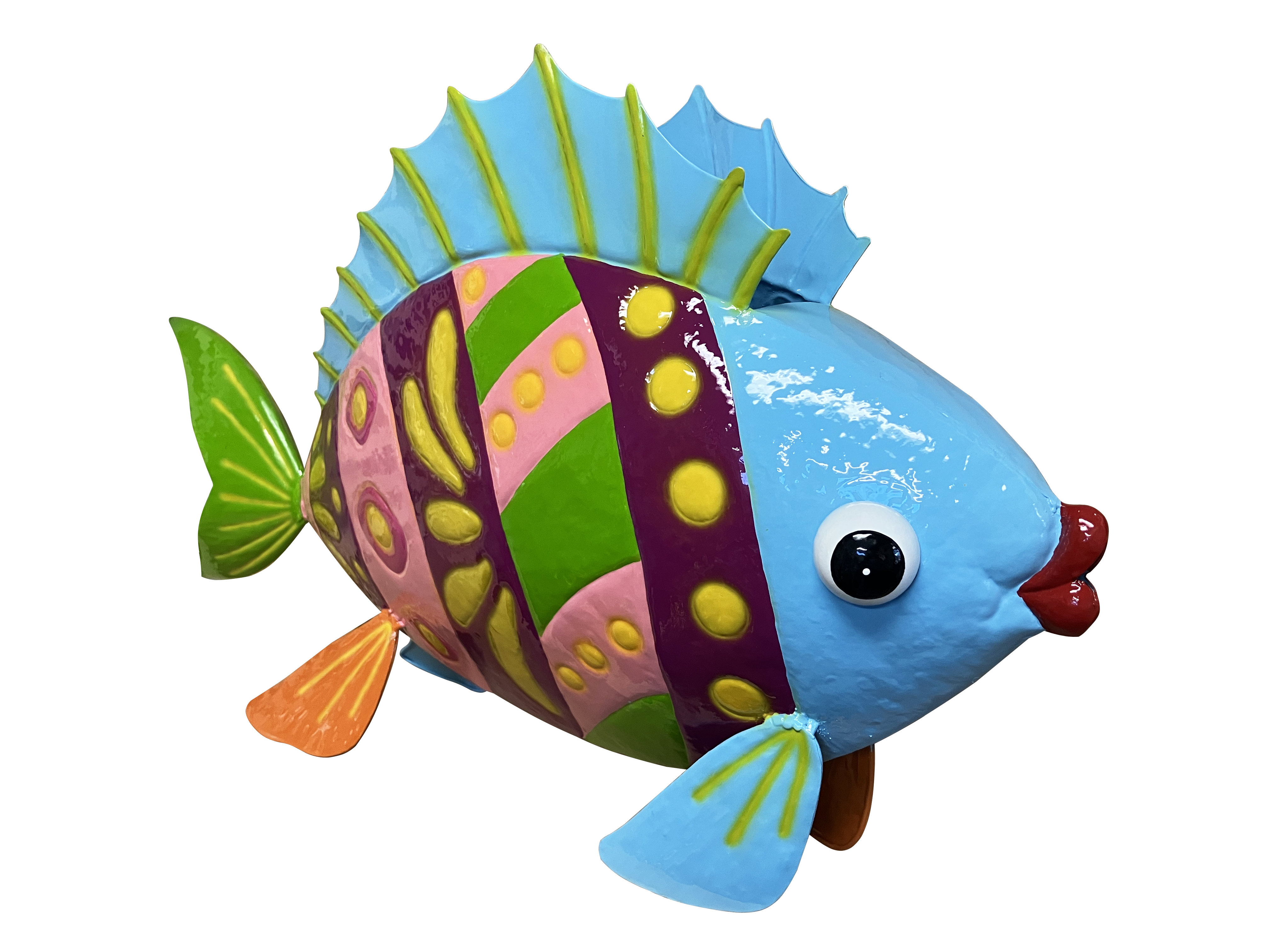 Continental Art Center Large Striped Metal Tropical Fish Planter Flower ...