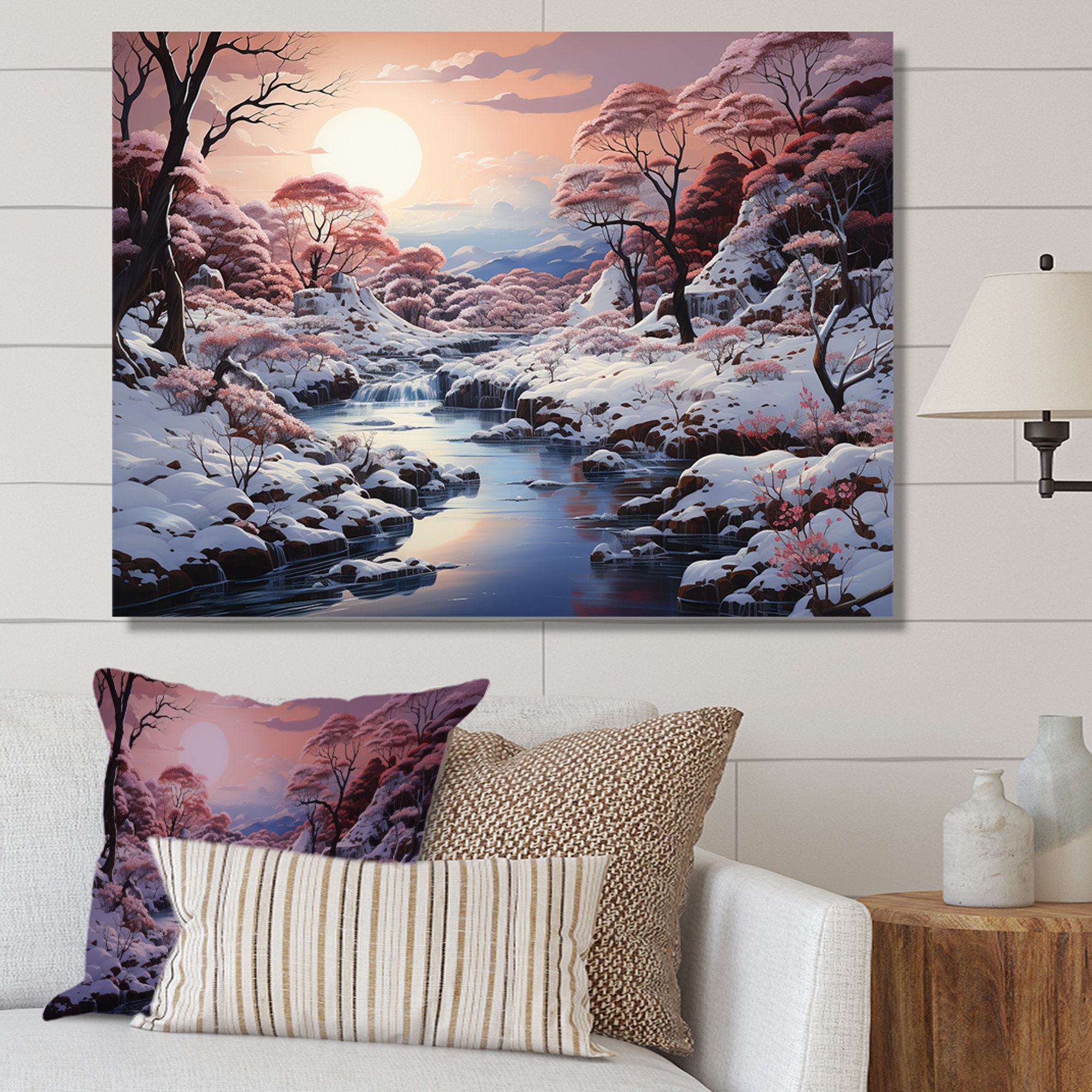 Winston Porter Kawaii Winter Landscape Sunrise - Snow Canvas Prints ...