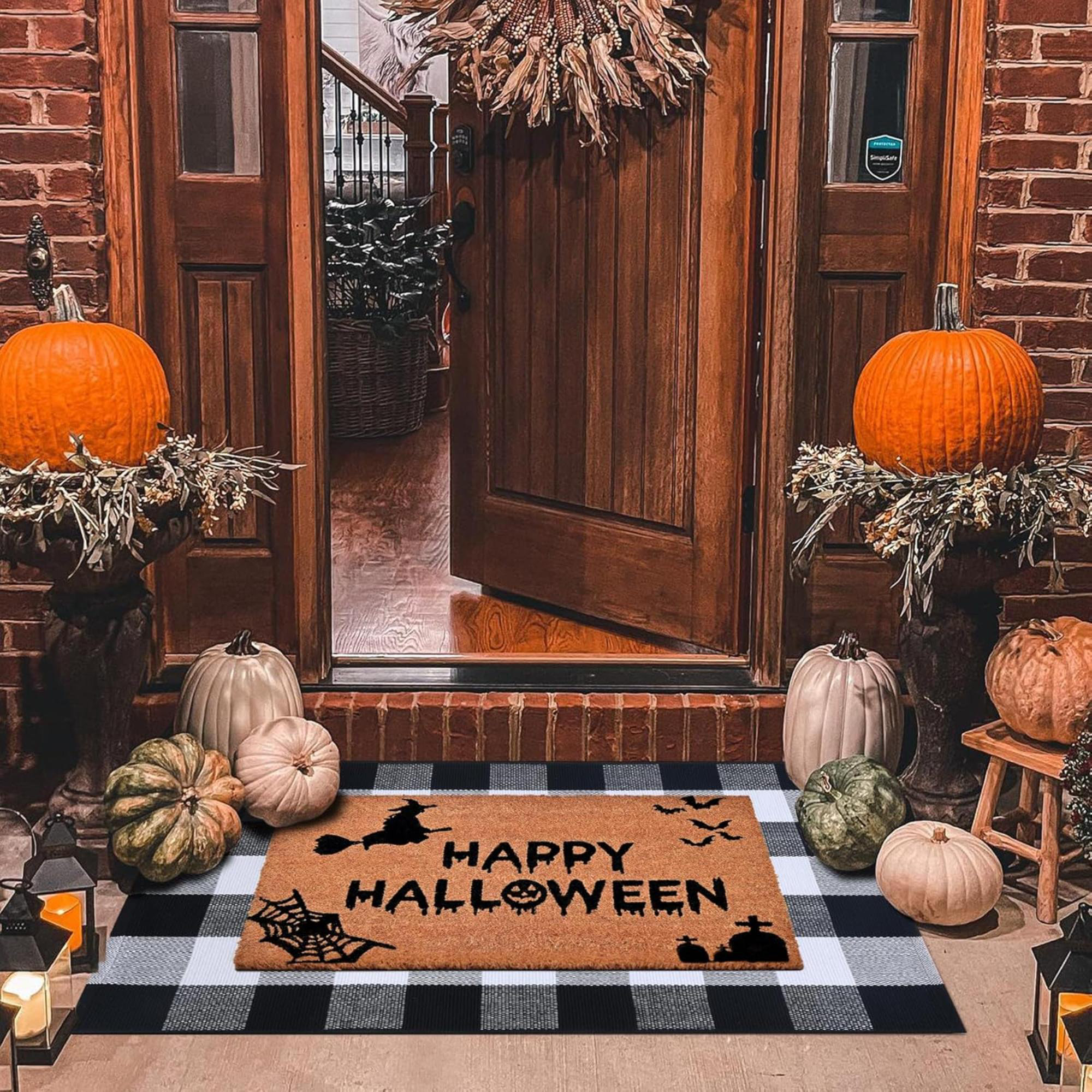 The Holiday Aisle® Halloween Decor Doormat Combo Set, 100% Coir Welcome ...