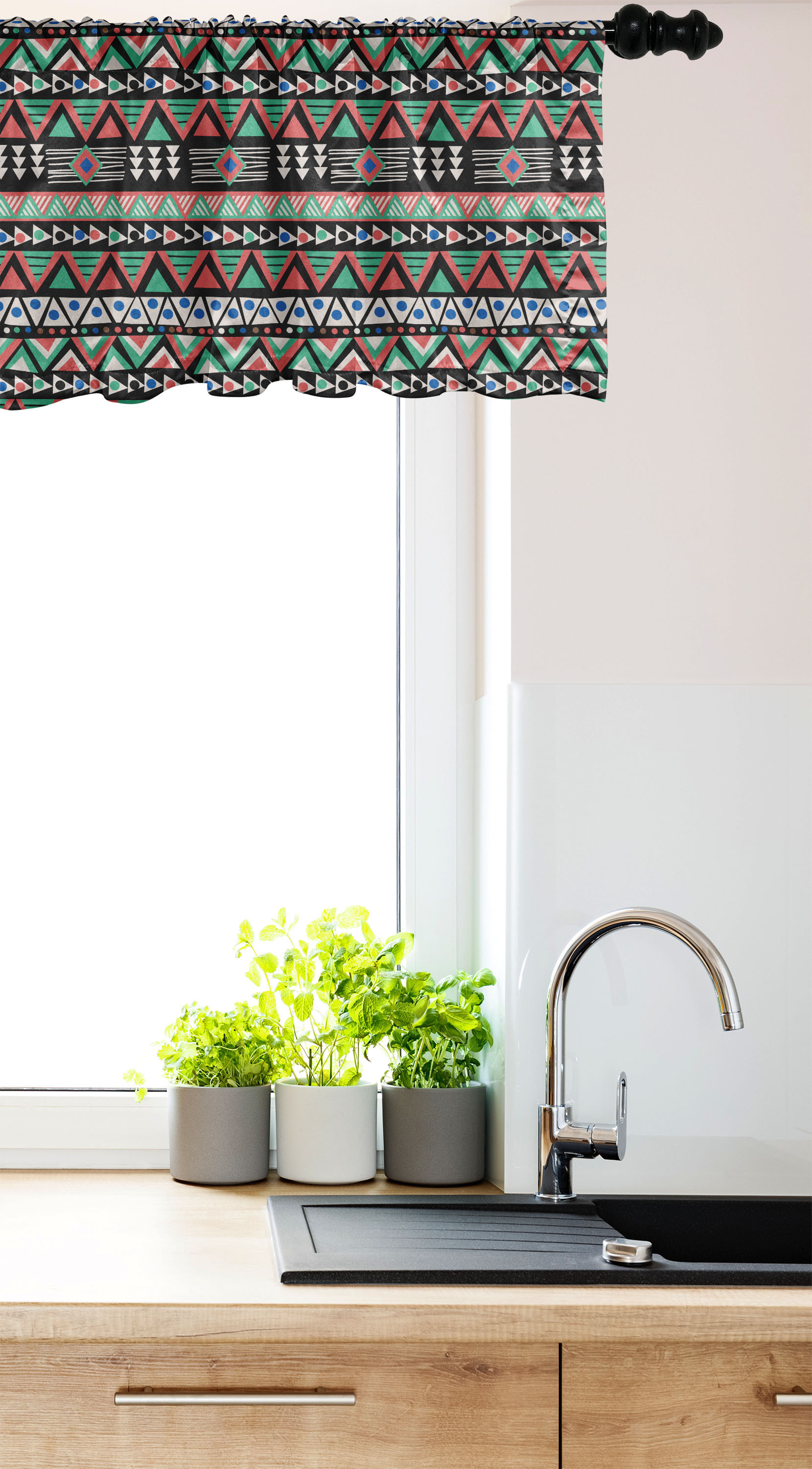 Ambesonne Aztec Valance Pack of 2 Ethnic Style Triangles Art Multicolor ...