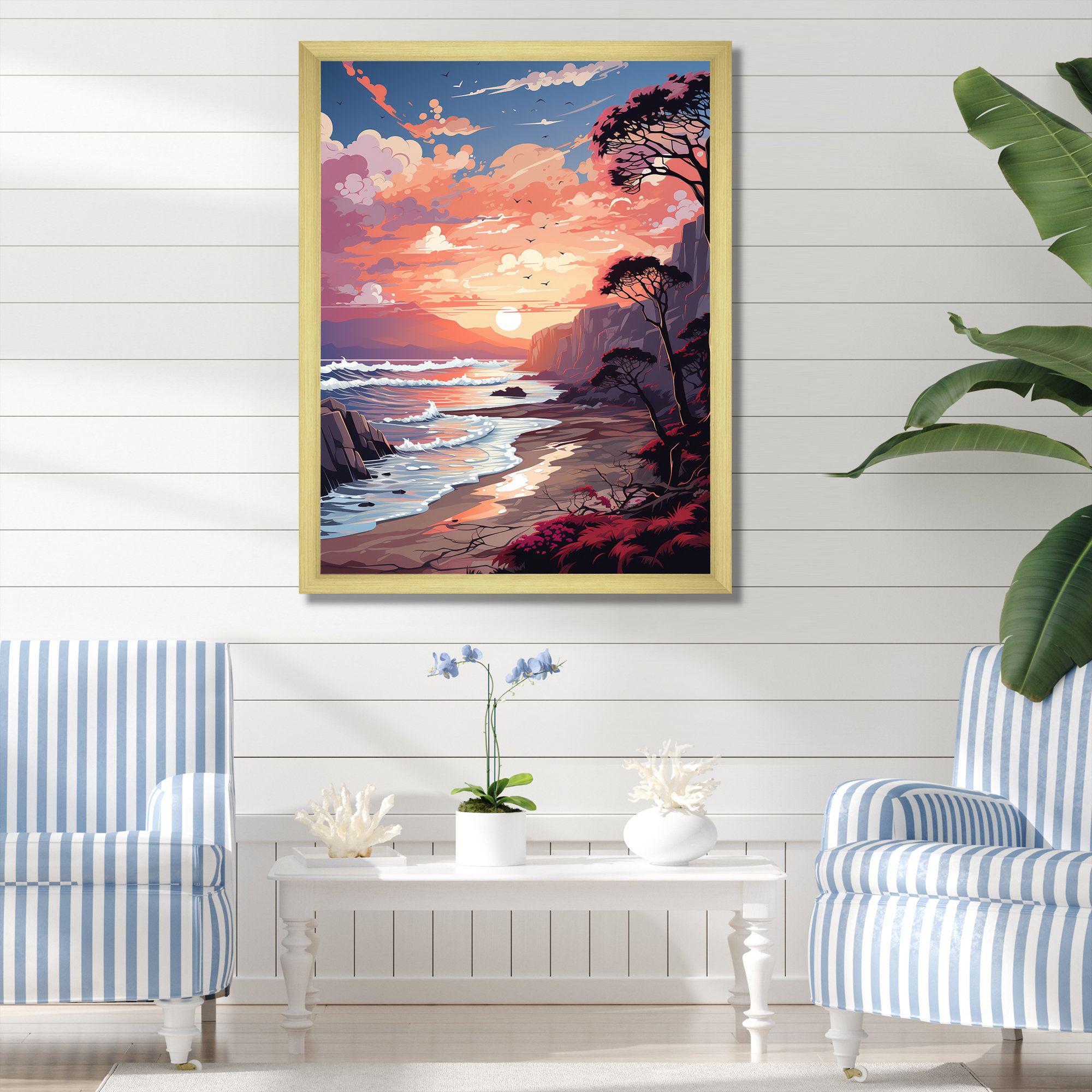 Dovecove Sunset Bold Beach III - Beach Wall Art - Wayfair Canada