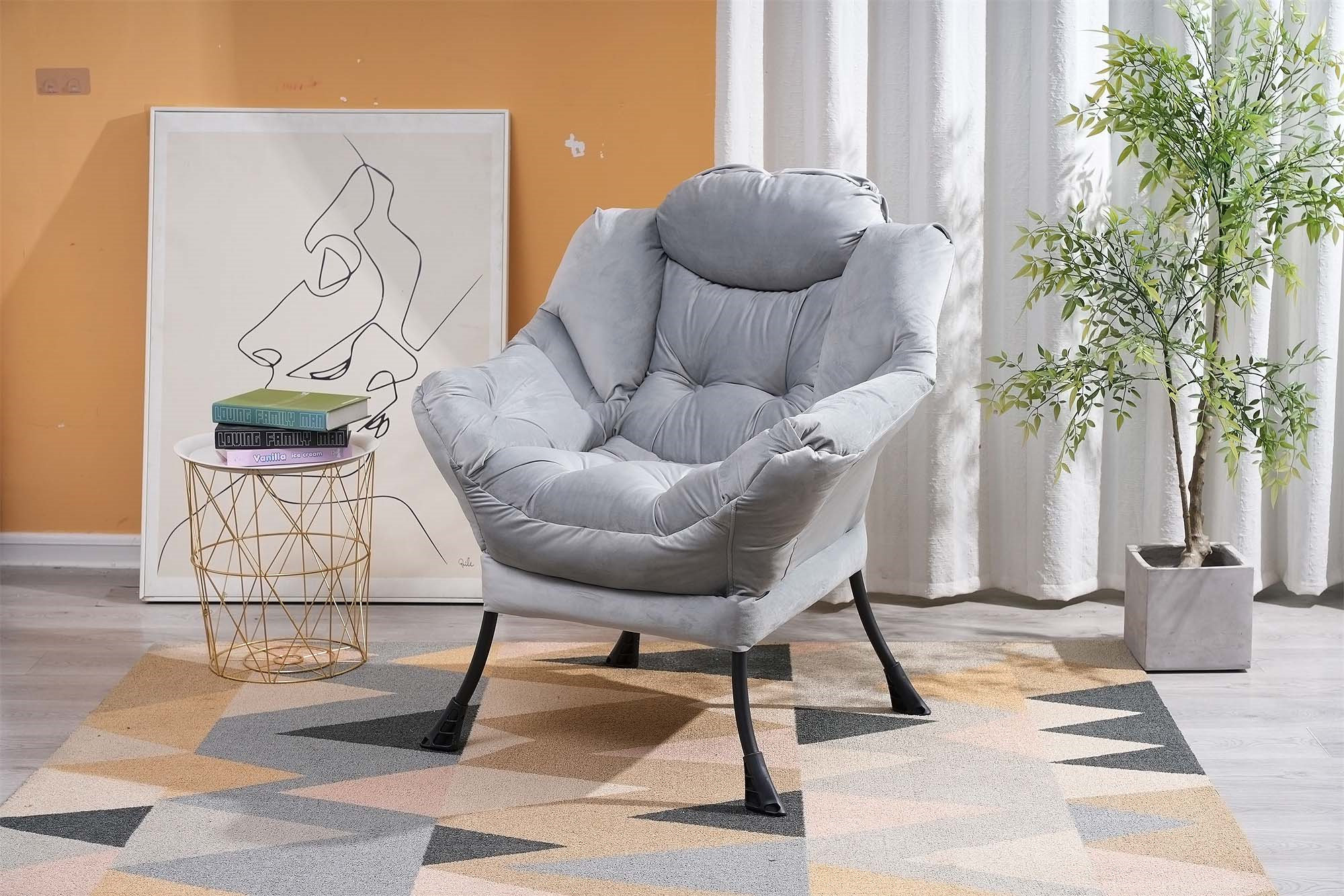 Lark Manor™ Comfortable Modern Lazy Chair with Side Pocket and Sturdy ...