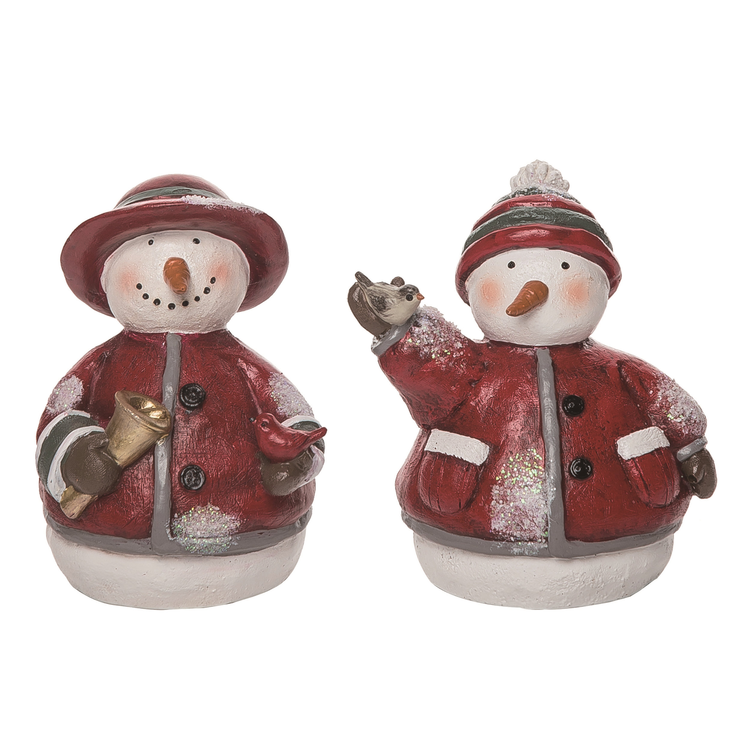 The Holiday Aisle® Resin Quilted Snowman Figurine Set of 2 Christmas ...