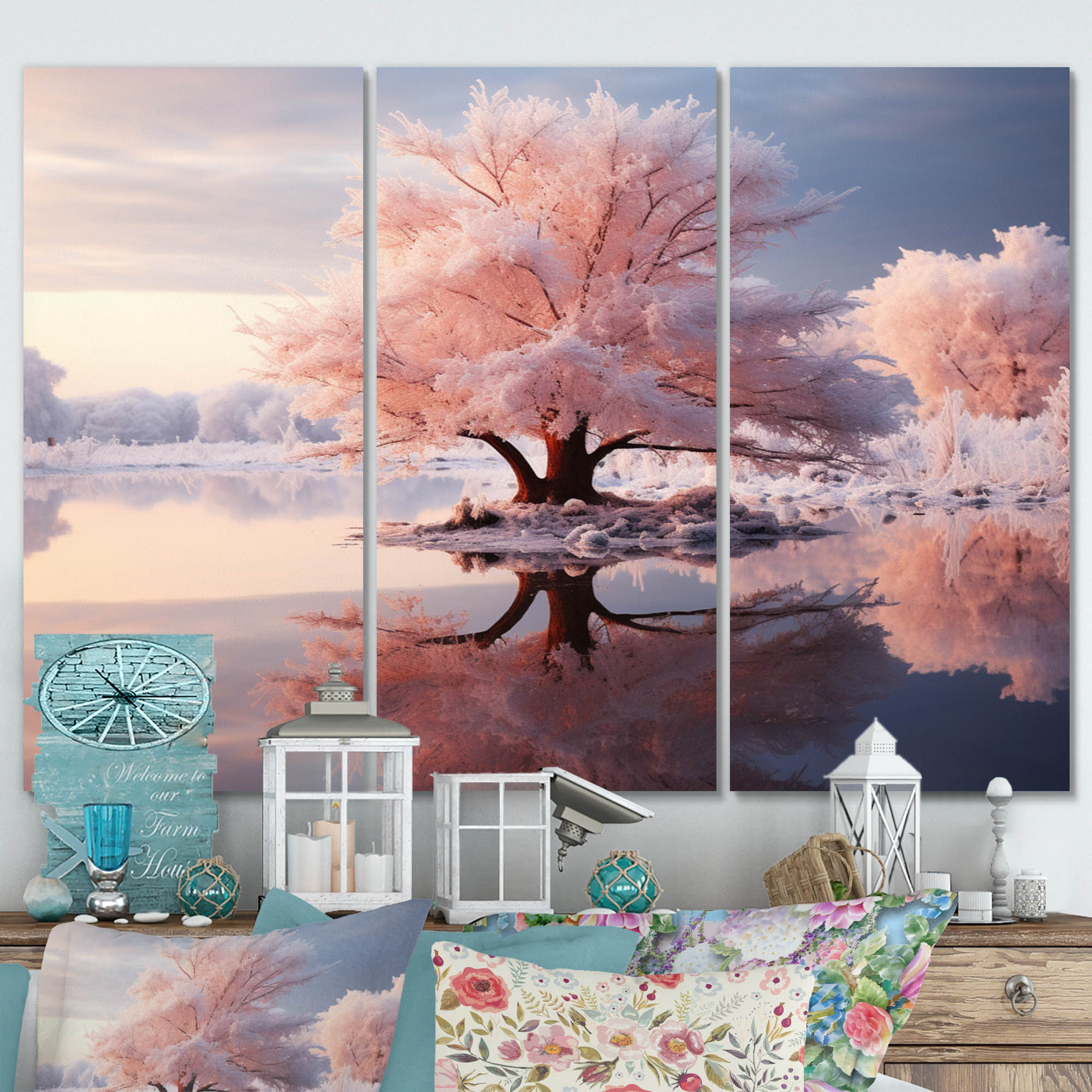 Latitude Run® Winter Peach Tree On Frosty Morning I - Winter Landscape ...