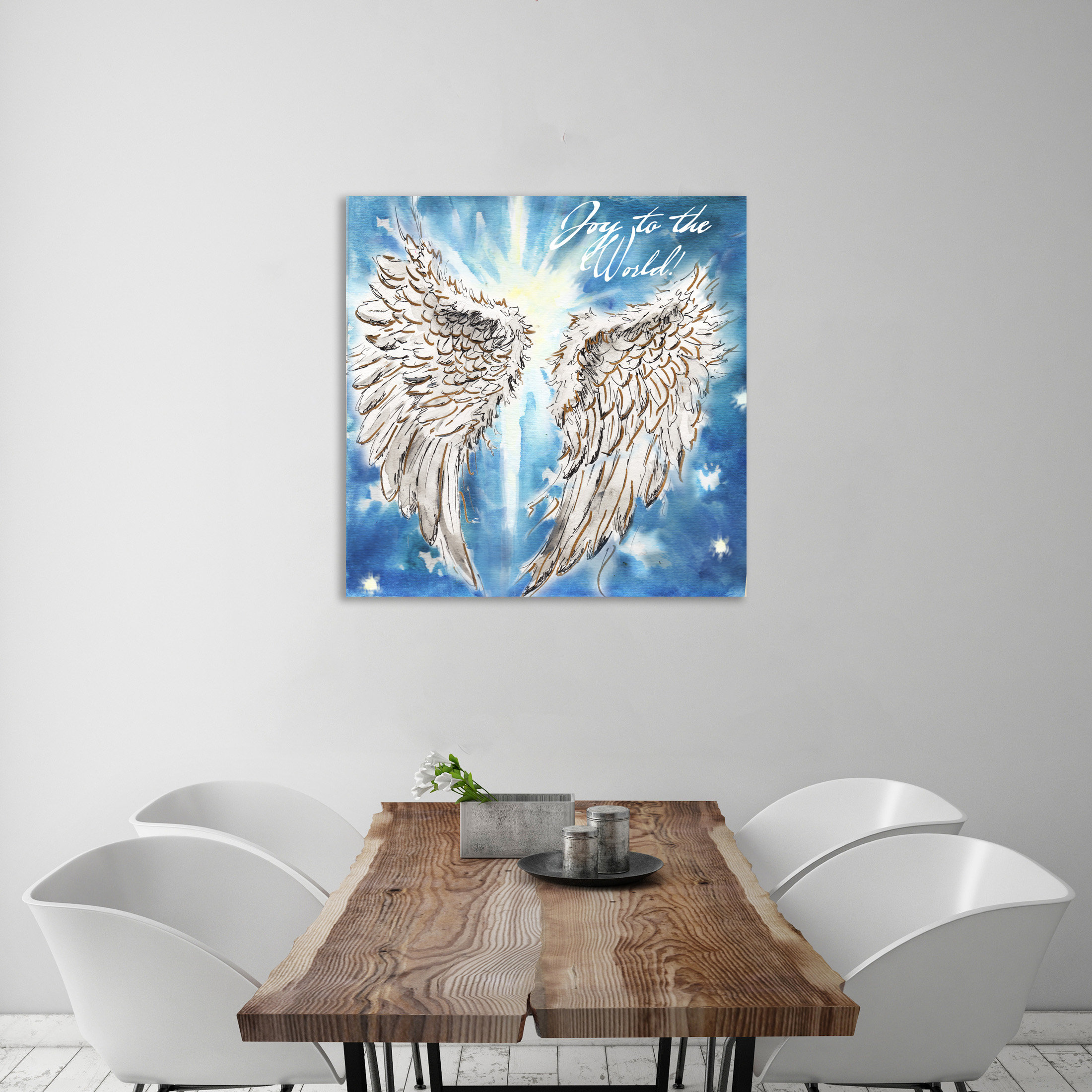 Winston Porter Watercolor Angel's Wings: Joy To The World, toile tendue ...