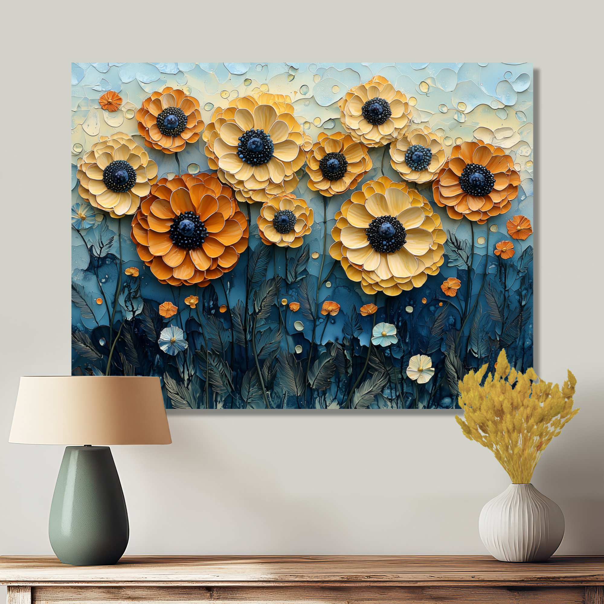 Winston Porter Geometric Marigold Field Collage I - Marigold Wall Art ...