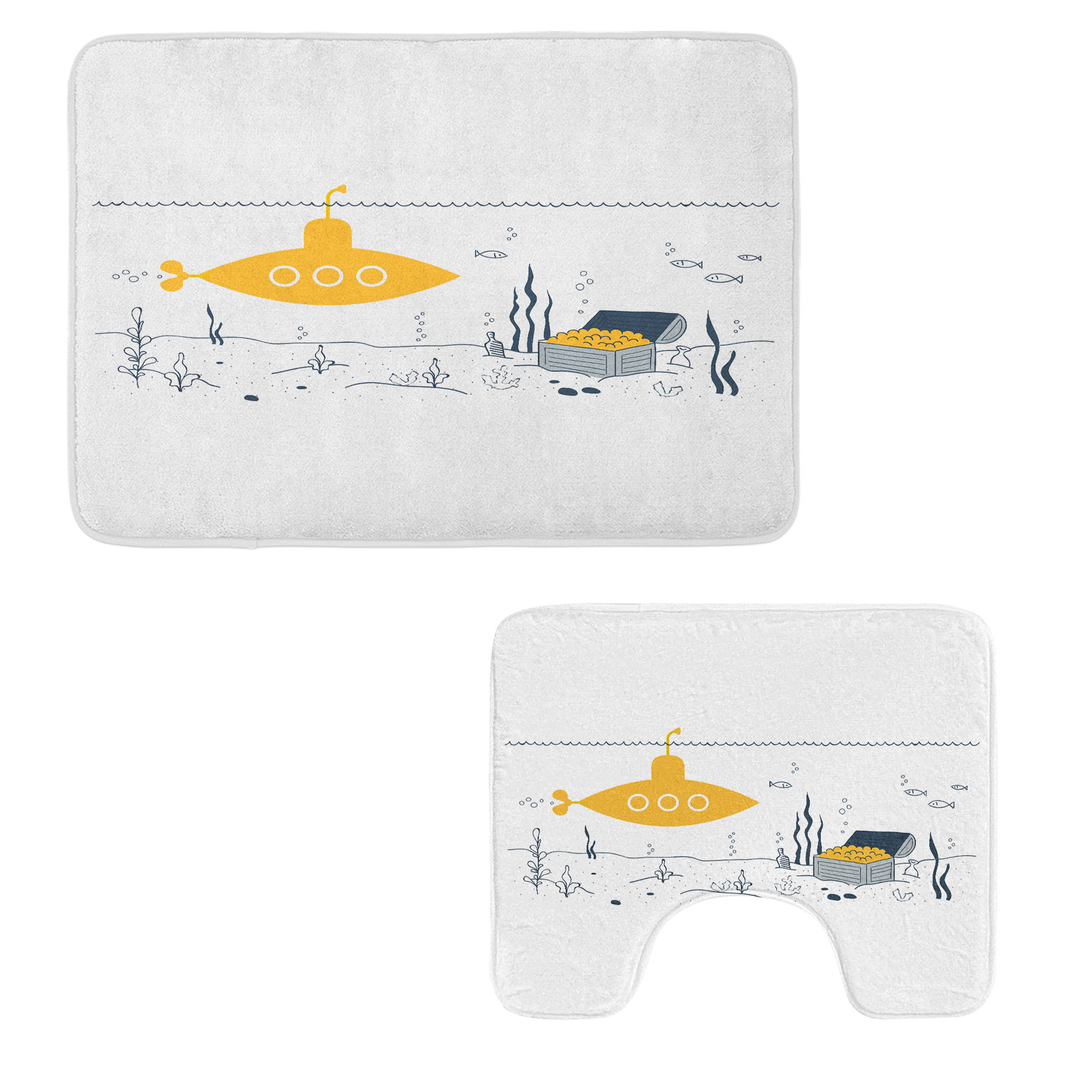 East Urban Home Yellow Submarine Bathroom Rug Set 2 Pieces Rectangle ...