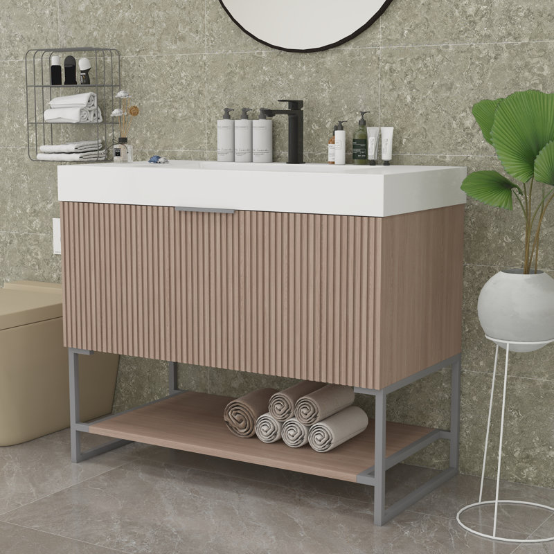 Latitude Run® Modern Bathroom Vanity with Open Divider | Wayfair