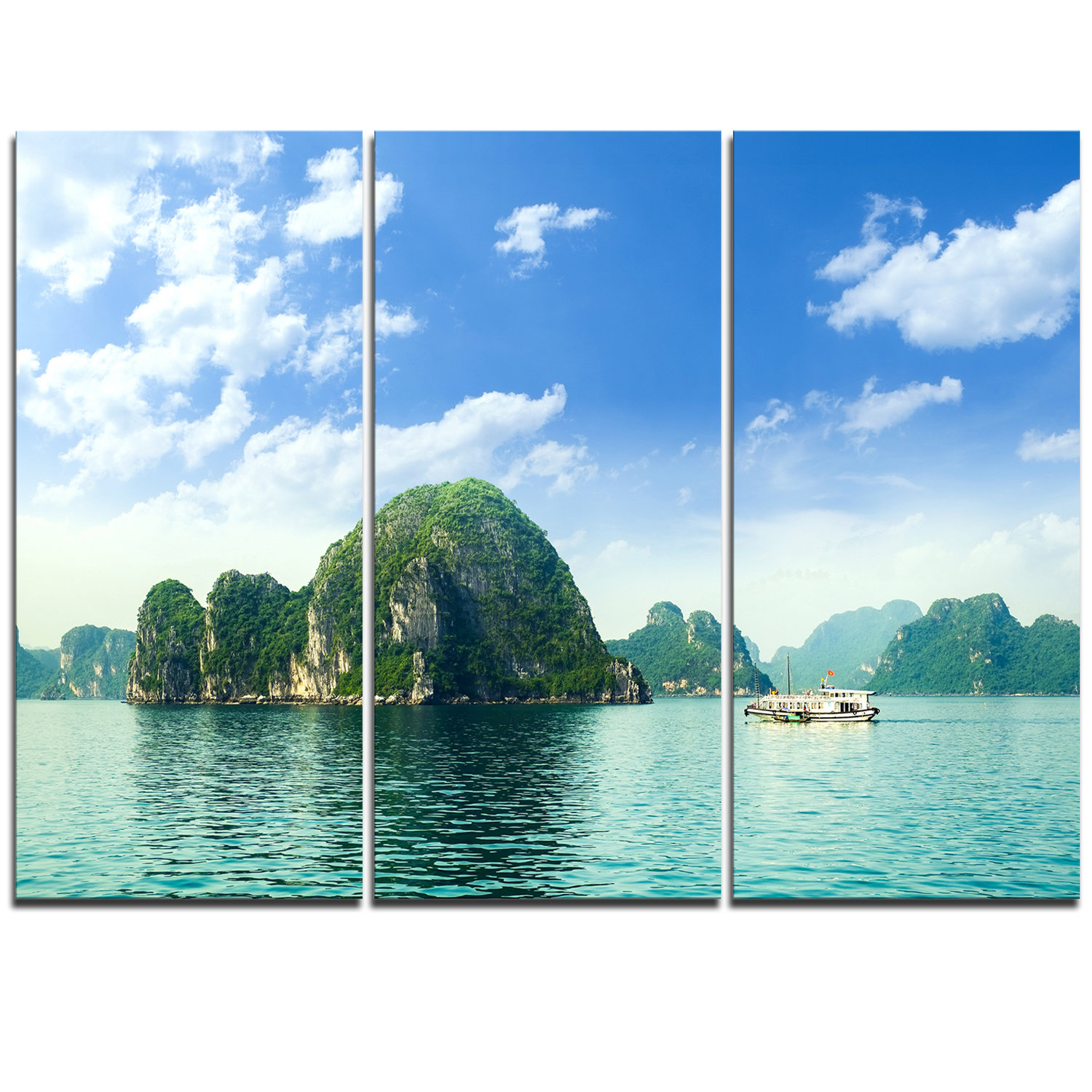 Design Art Ha Long Bay in Vietnam - 3 Piece Graphic Art on Wrapped ...