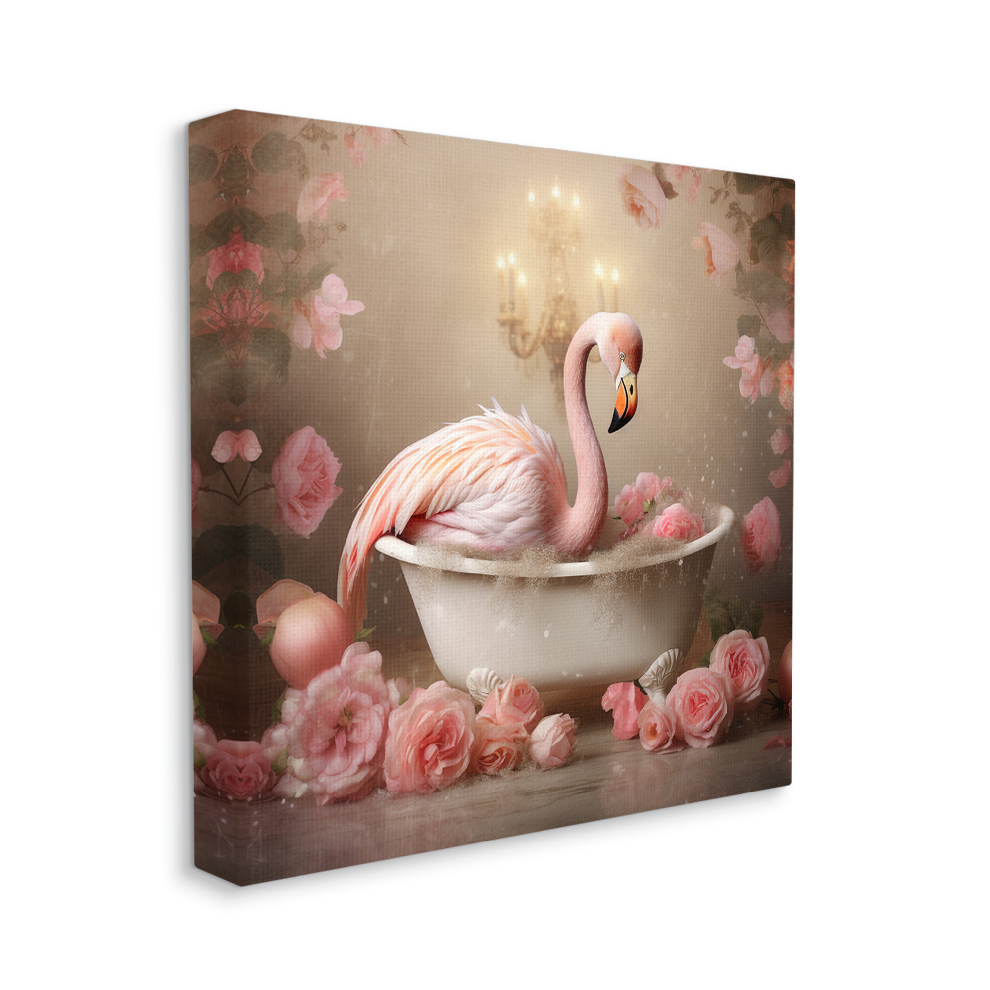 Trinx Flamingo In Rose Filled Tub by Lazar Studio | Wayfair
