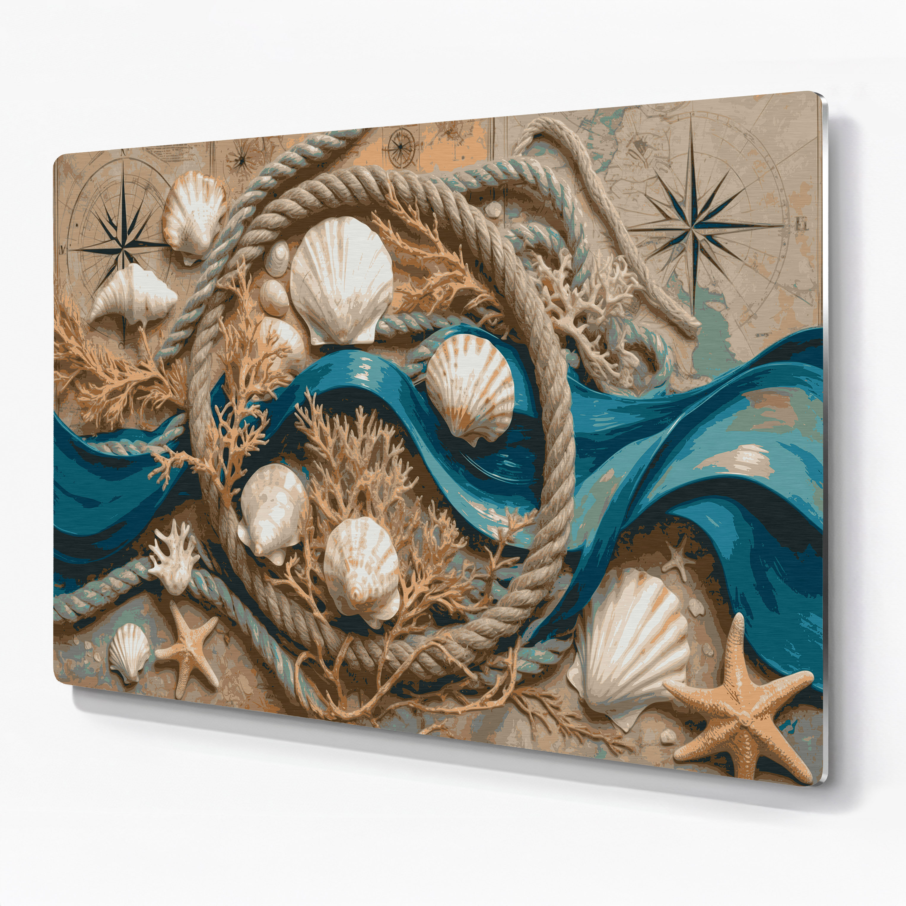 Hokku Designs Nautical Coastal Elements Gray Metal Wall Art | Wayfair