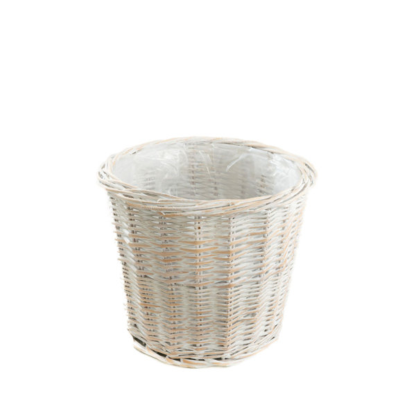 Bay Isle Home Round Wicker Storage Basket with Lining for Planter ...