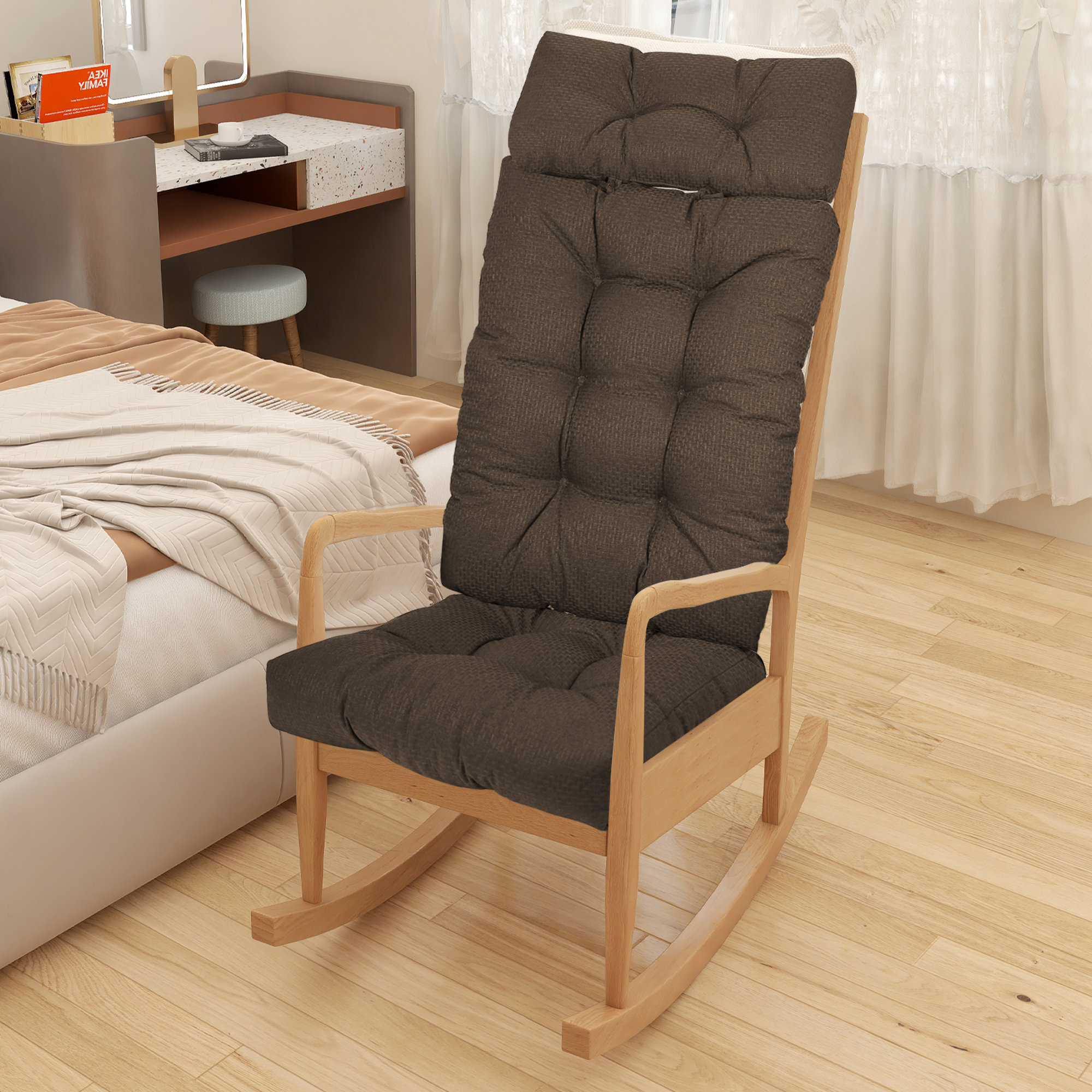Ebern Designs Rocking Chair Cushion Non-Slip Tufted High Back Rocking ...