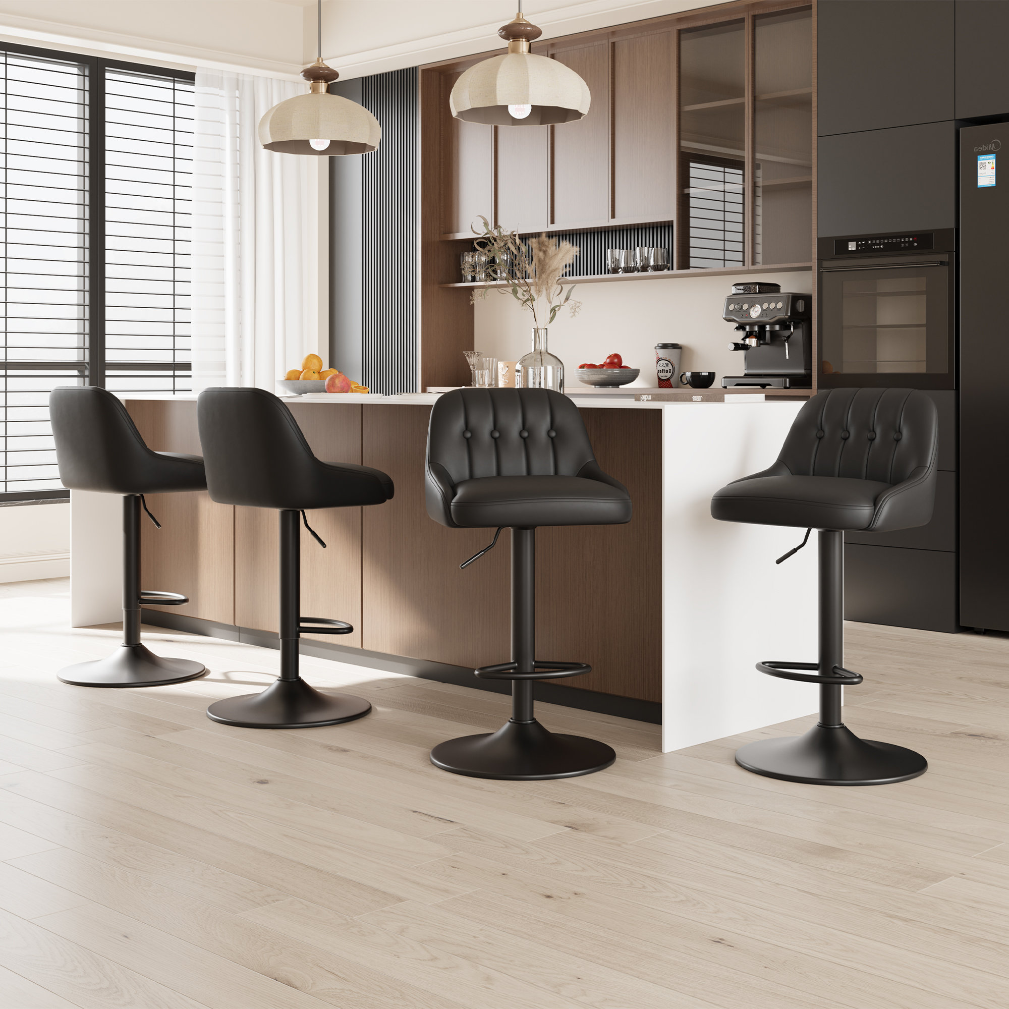 Latitude Run® Swivel Counter Stool Upholstered Adjustable Height with ...