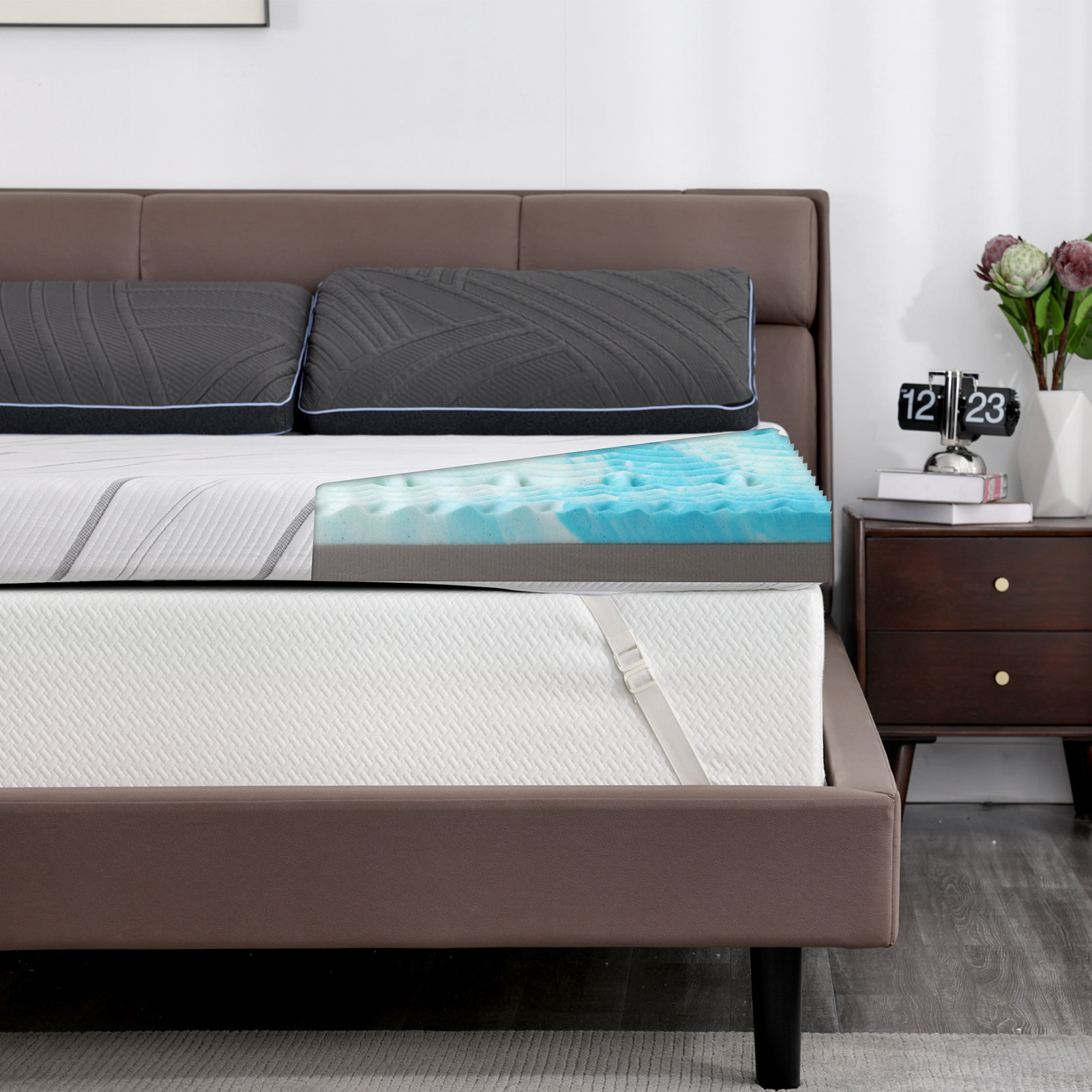 Alwyn Home 4 Inch Medium Firm Mattress Topper With Ice Silk Cover ...