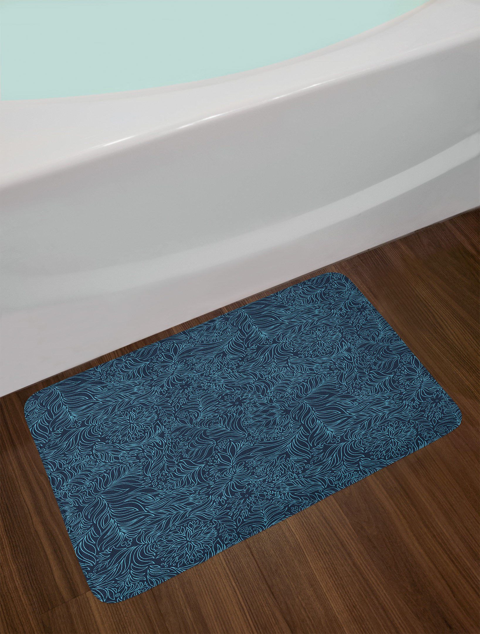 East Urban Home Navy and Teal Bath Rug - Wayfair Canada