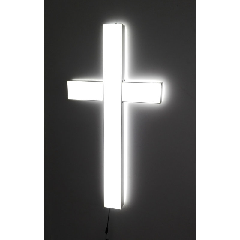 Ivy Bronx Premium Metal & Acrylic Cross LED Lighted Cross, Christian ...