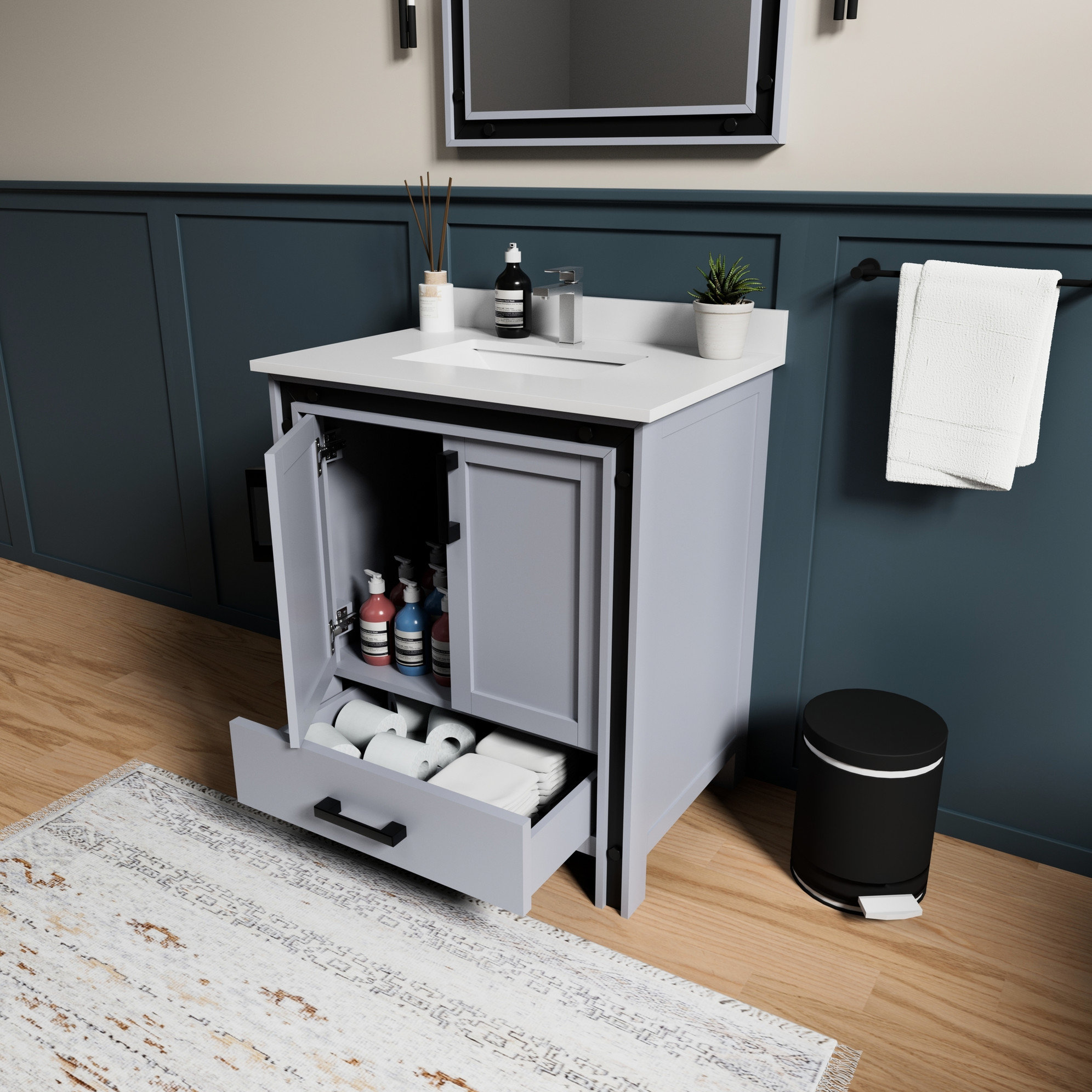 Latitude Run® Dark Grey Bath Vanity 30 In. X 22 With 28 Mirror ...