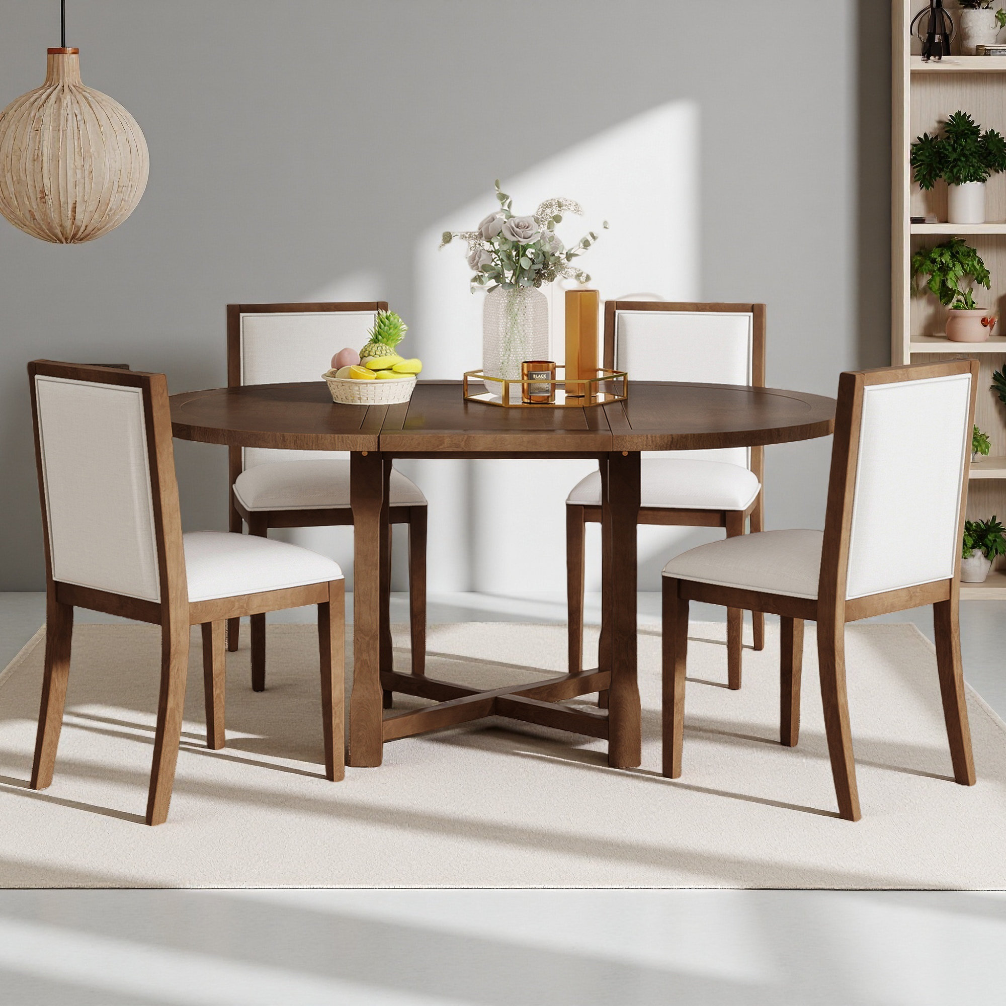 Lark Manor™ 5-Piece Extendable Dining Table Set For 4, Round Dining ...