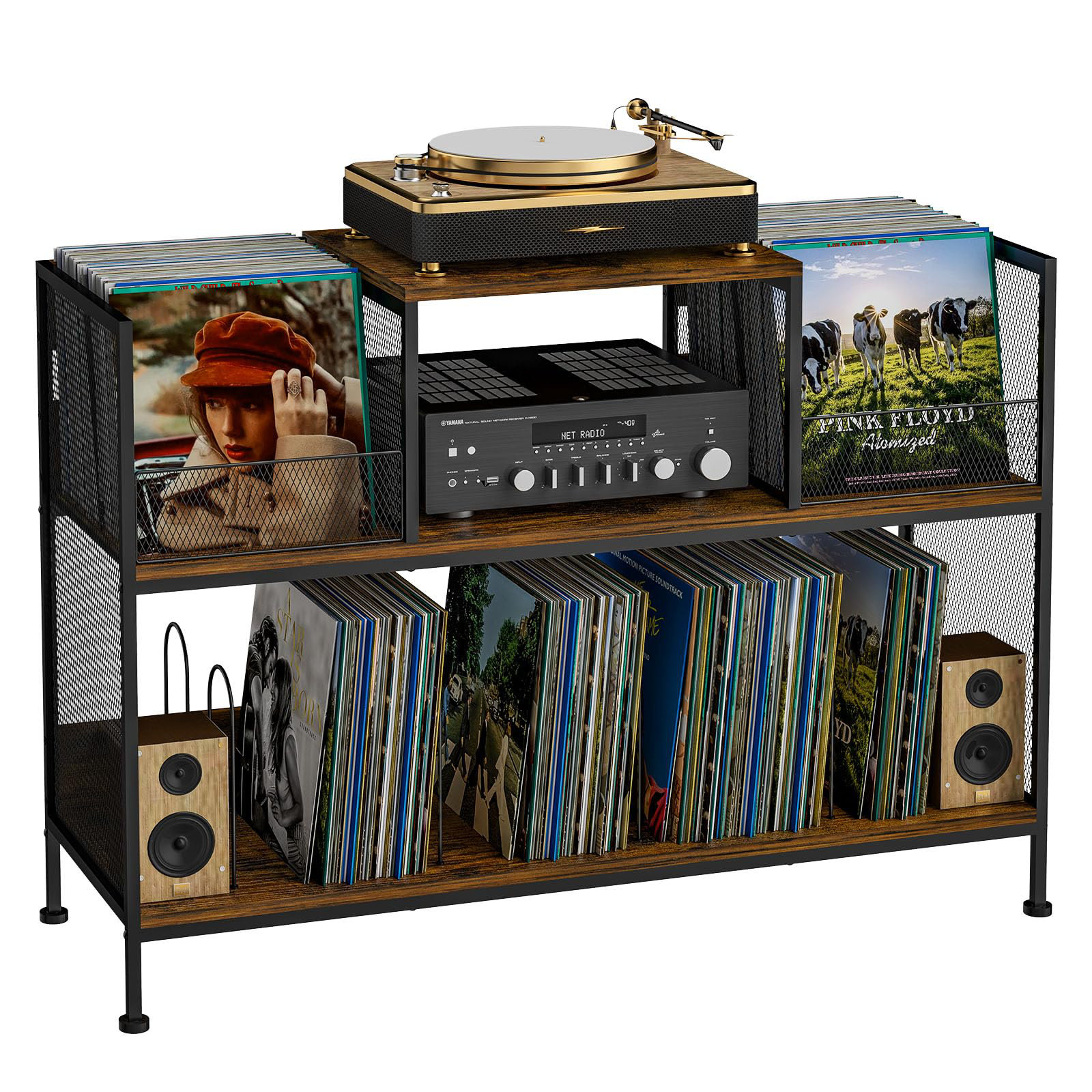 17 Stories Vintage Record Player Table Audio Rack & Reviews | Wayfair
