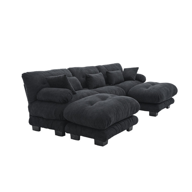 Everly Quinn Oversized Modular Velvet Sectional Sofa with 5 Pillows and ...