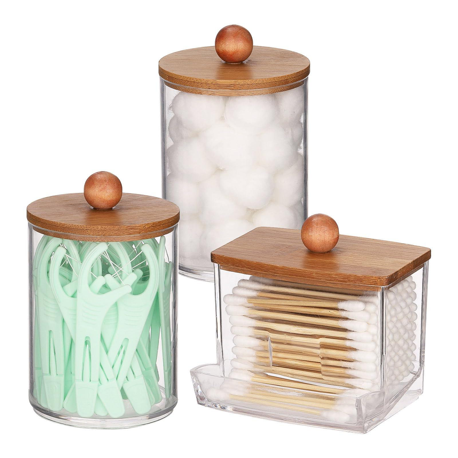 Latitude Run® Cotton Swab Holder Bathroom Container, 10/7 OZ Cotton ...