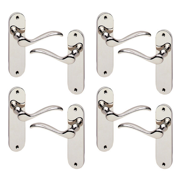 Urfic 4x Urfic Geneva Metal Lever Latch Door Handles Set Rose Internal ...