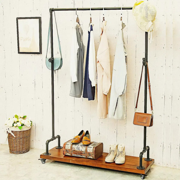 Williston Forge Industrial Pipe Clothing Rack Garment Rack Pipeline ...