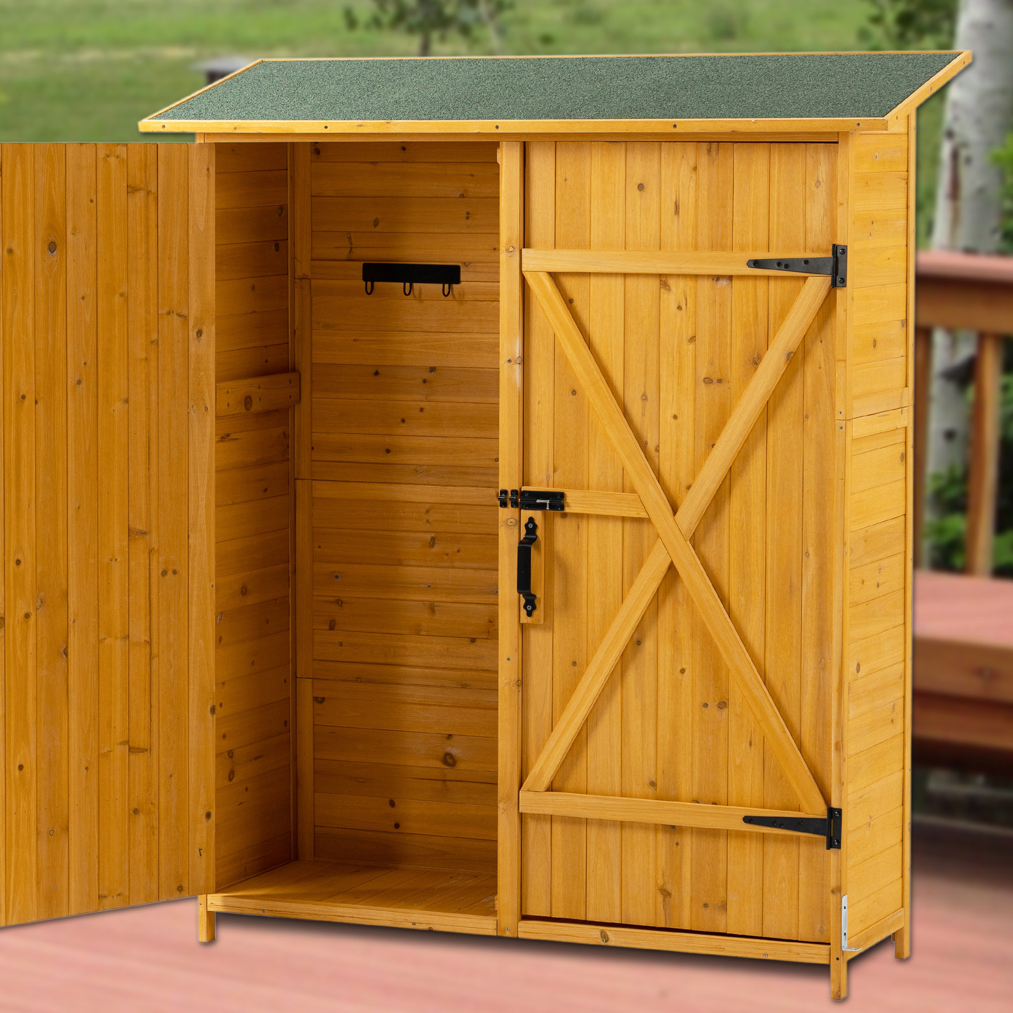 CRS APPLIANCES, Outdoor Storage Shed with Lockable Door, Wooden Tool ...