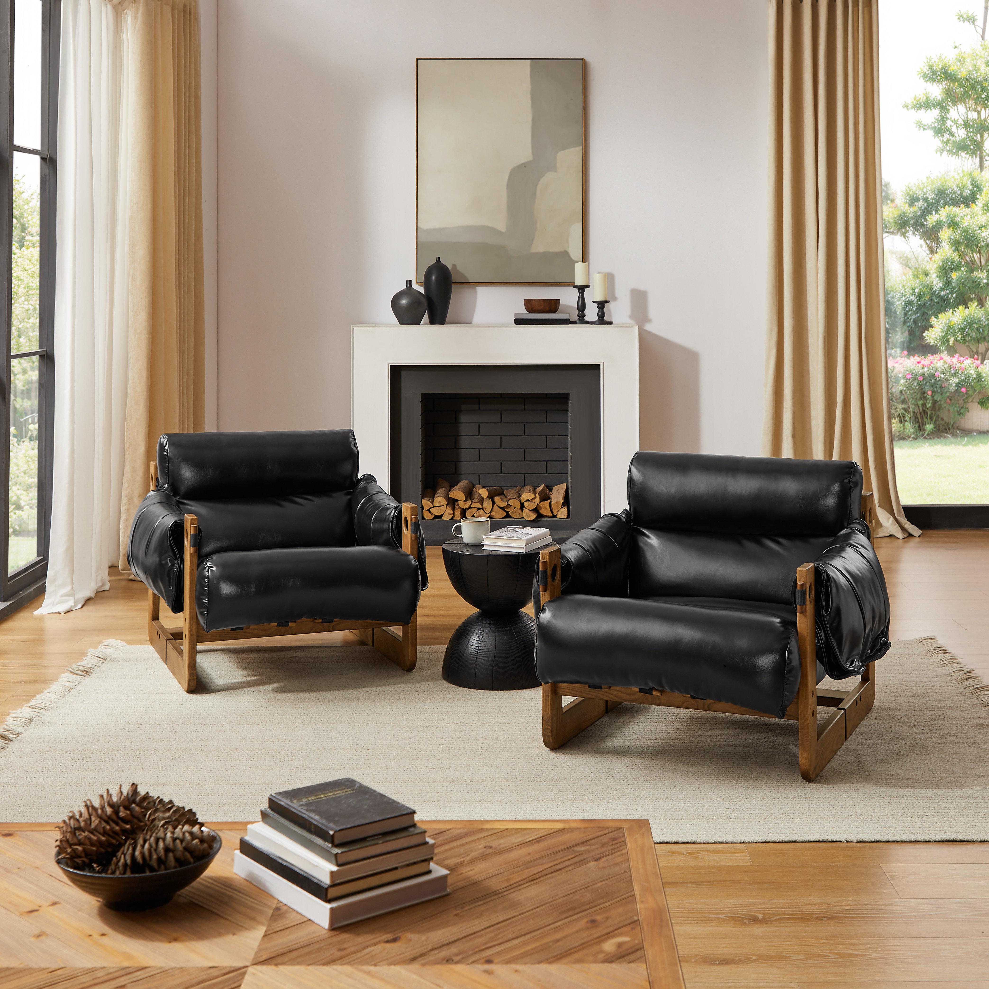 17 Stories Set Of 2 Ash Wood Leisure Accent Chair & Reviews | Wayfair